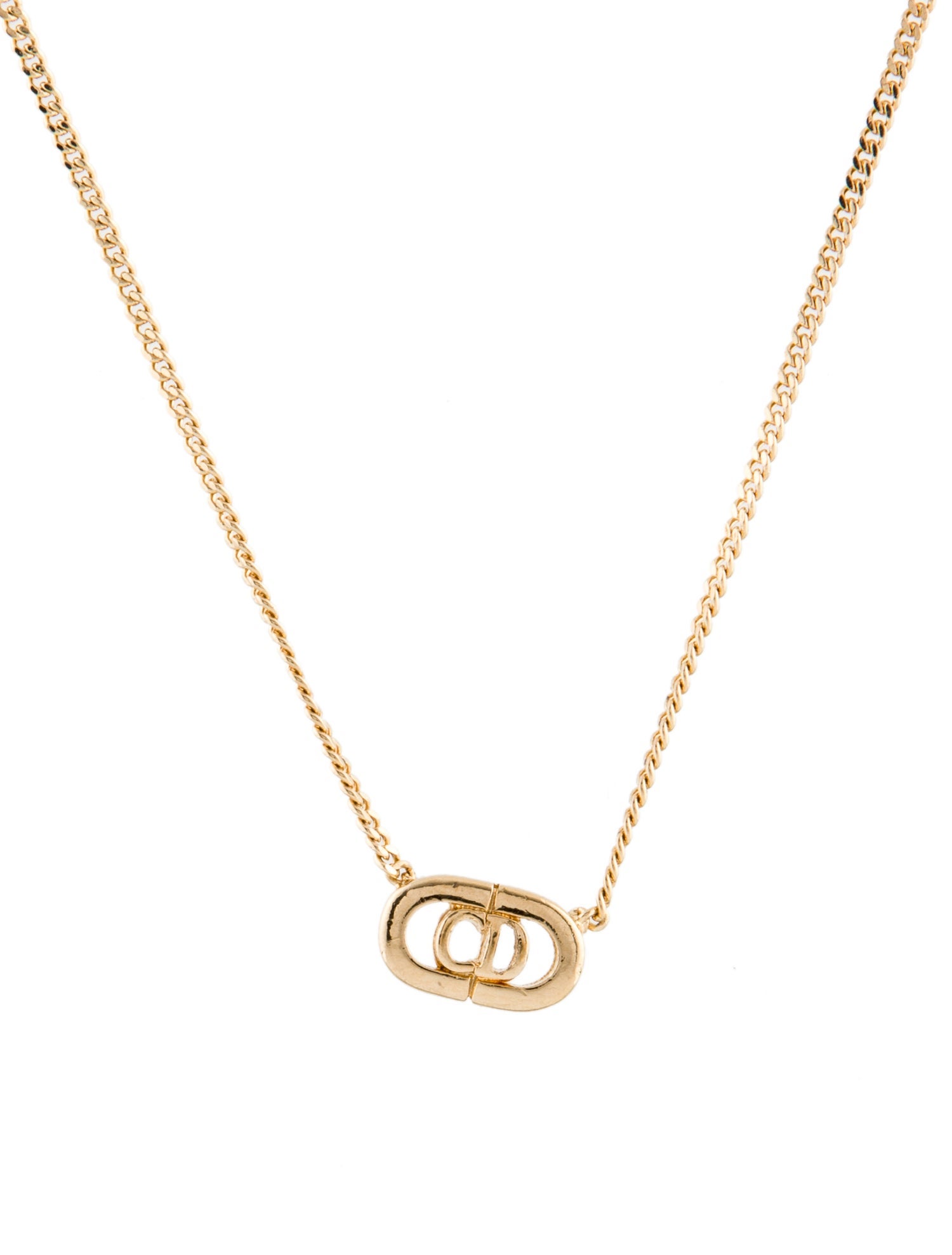Christian Dior Vintage CD Pendant Necklace - Gold-Plated Pendant ...