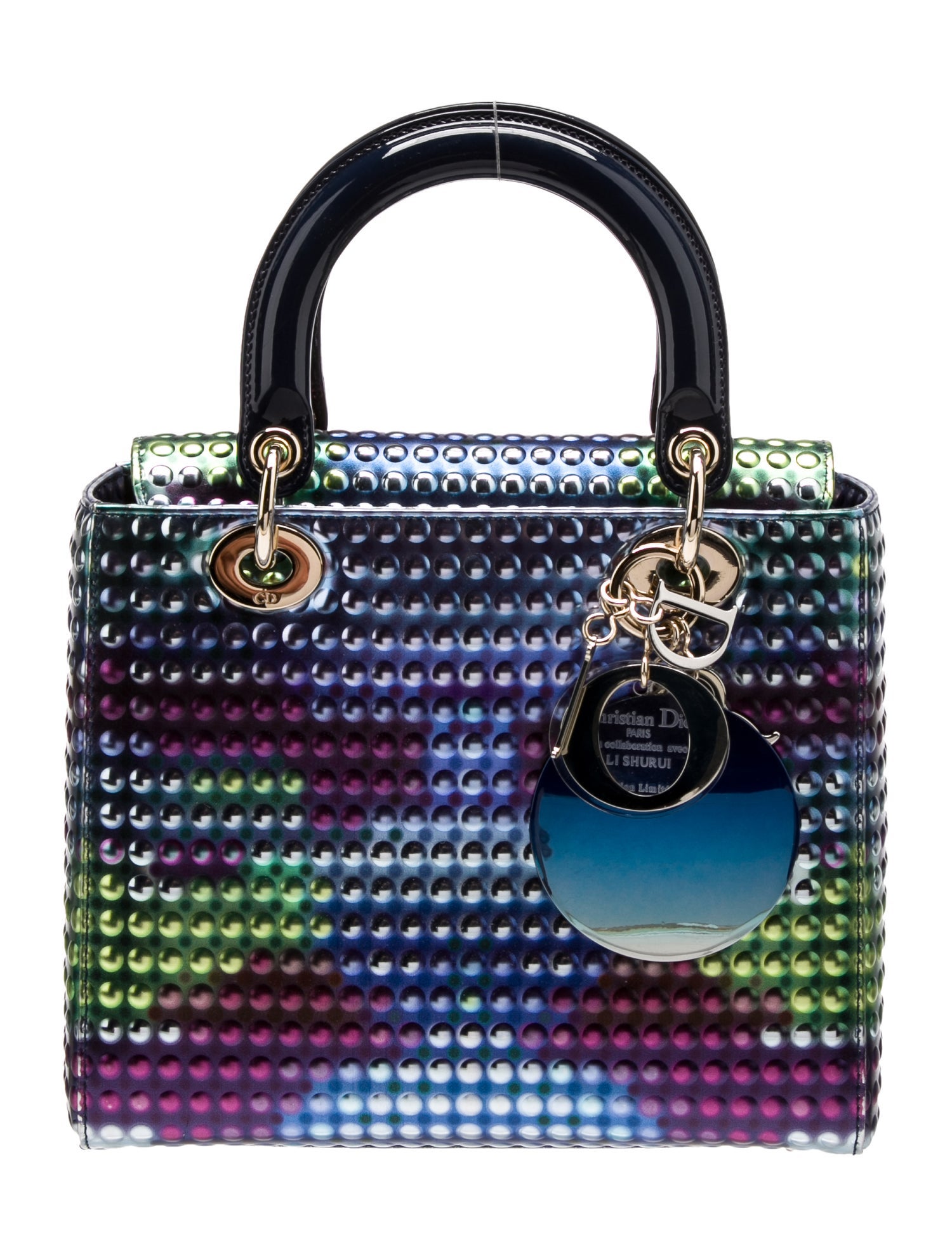 Christian Dior Leather x Li Shurui Lady Dior Art Medium - Blue Handle ...