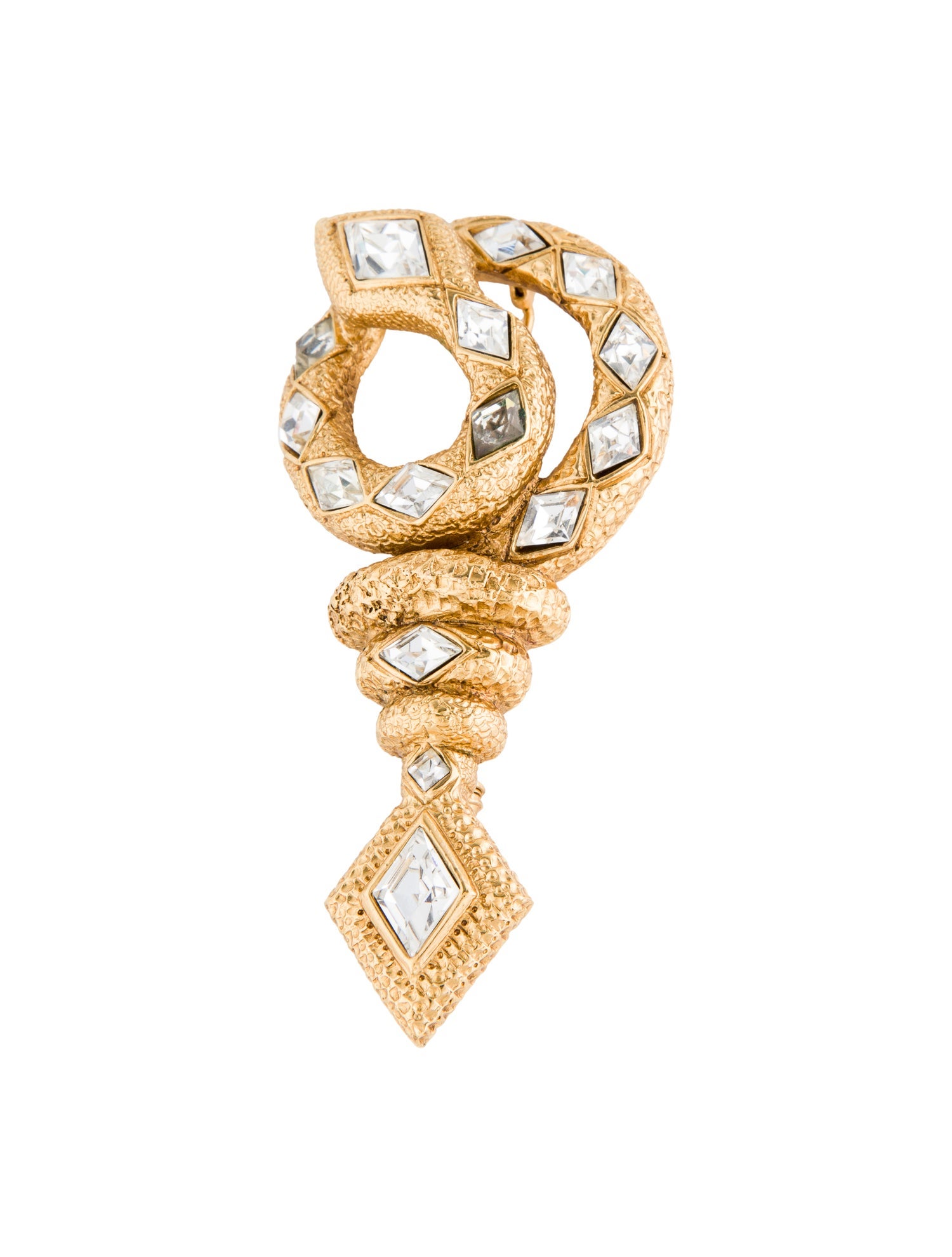 Christian Dior Vintage Crystal Brooch - Clear, Gold-Plated Pin ...