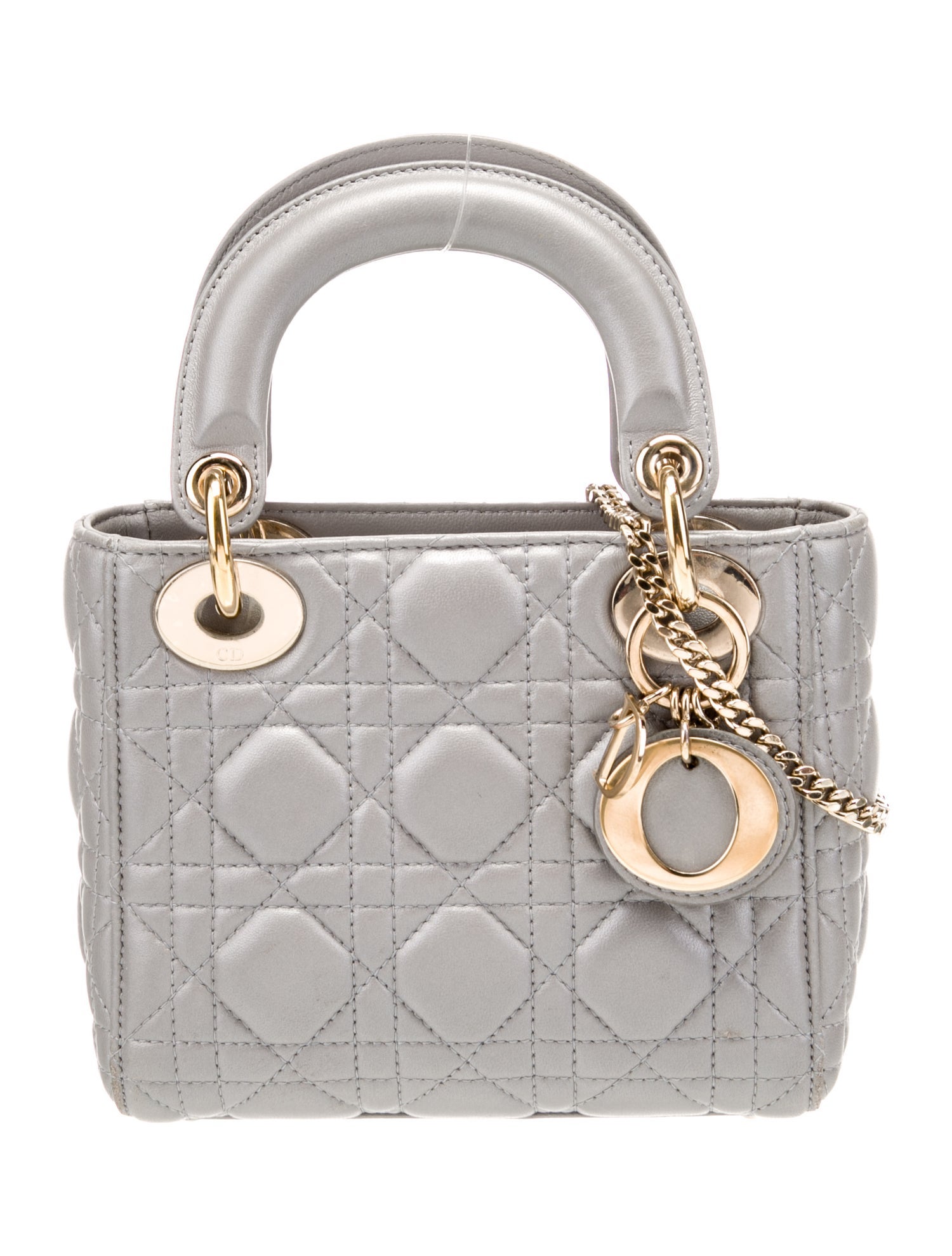 Christian Dior Quilted Lady Dior Mini - Grey Handle Bags, Handbags ...
