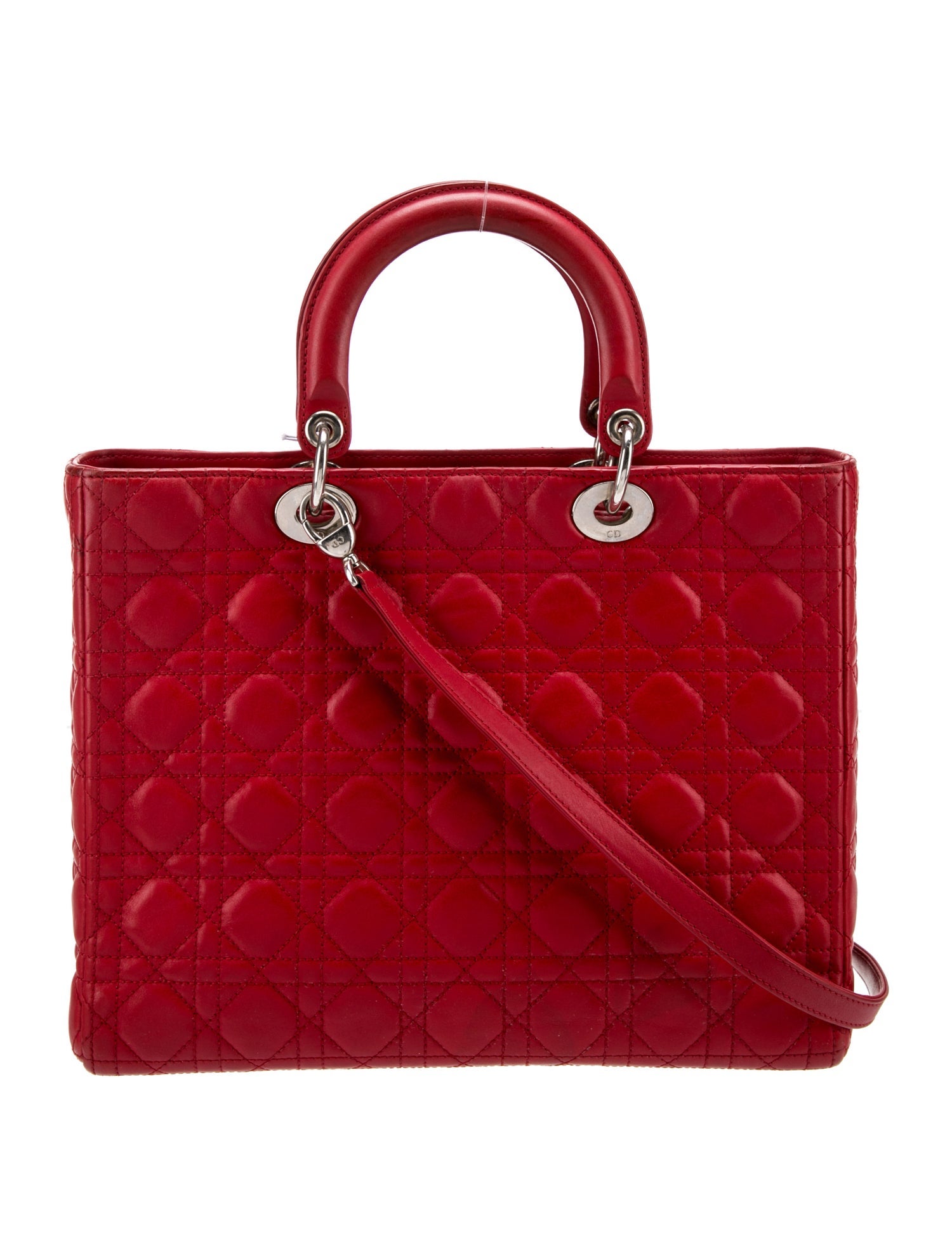 Christian Dior Cannage Lady Dior Large - Red Handle Bags, Handbags ...