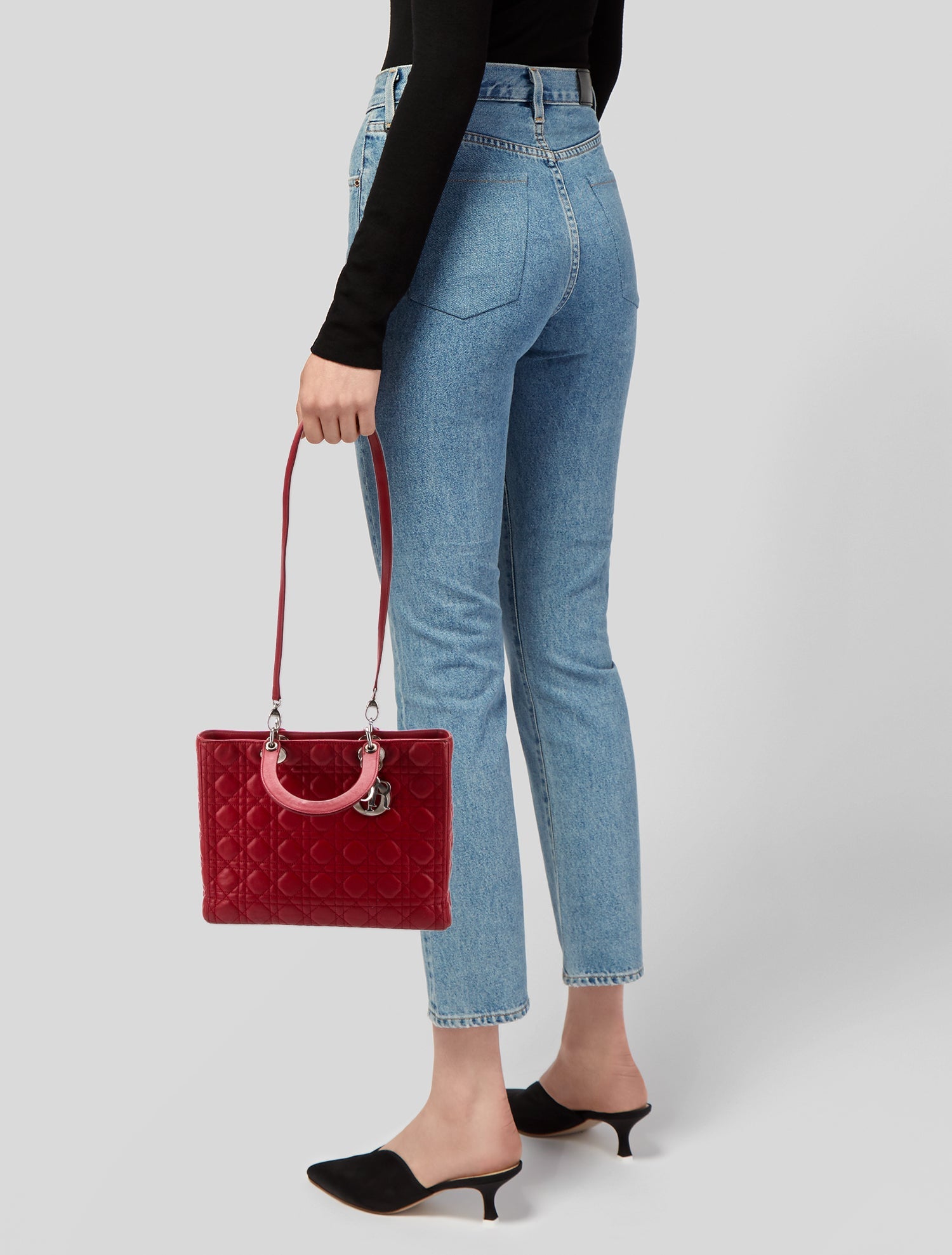 Christian Dior Cannage Lady Dior Medium - Red Handle Bags, Handbags ...