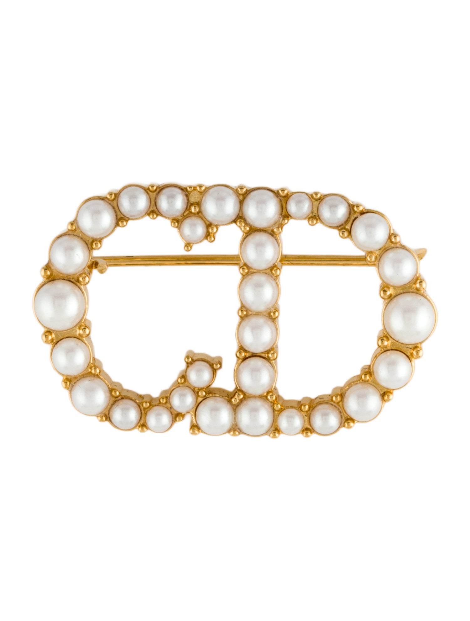Christian Dior Clair D Lune Faux Pearl Brooch - Gold-Plated Pin ...