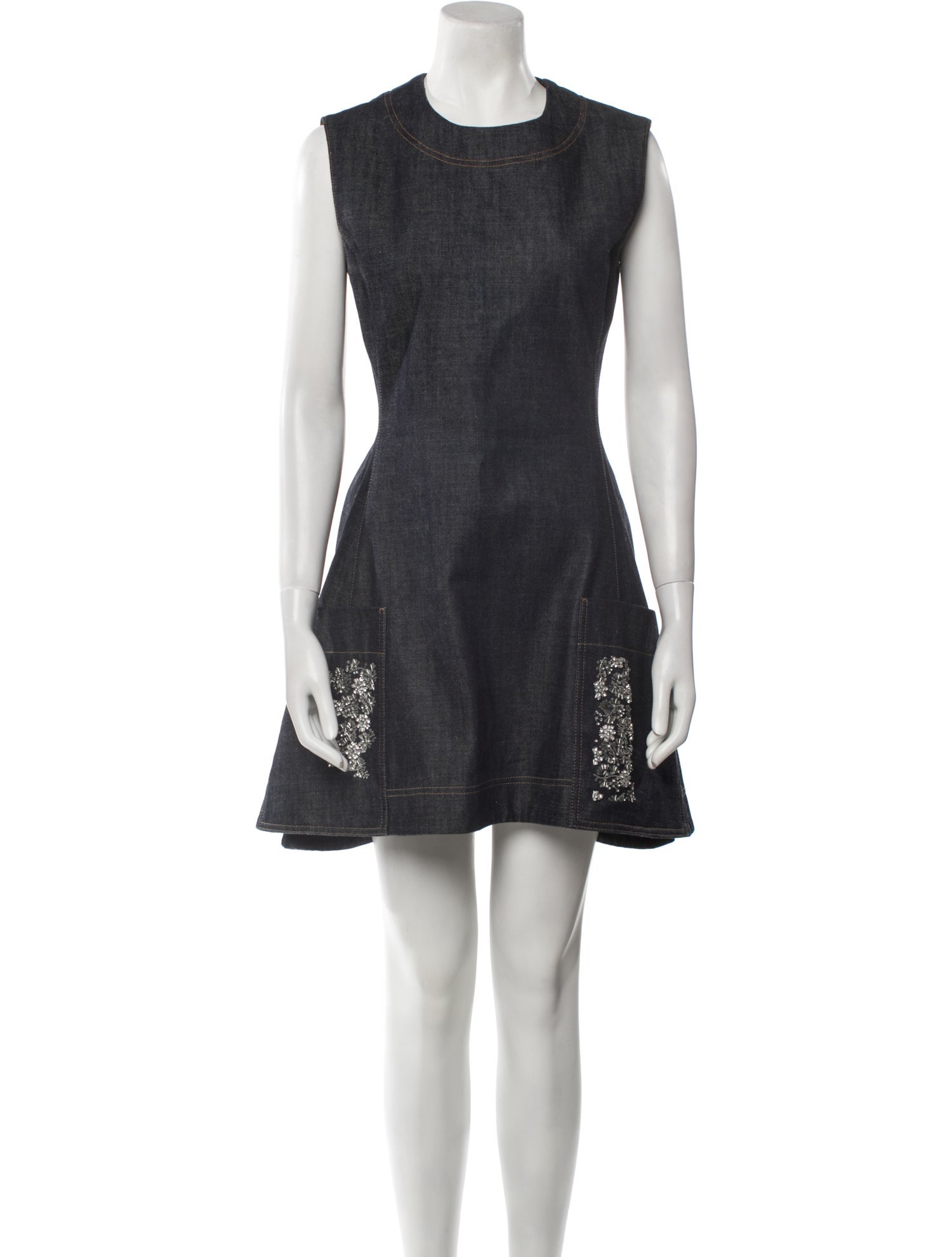 Christian Dior Crew Neck Mini Dress - Blue Dresses, Clothing ...