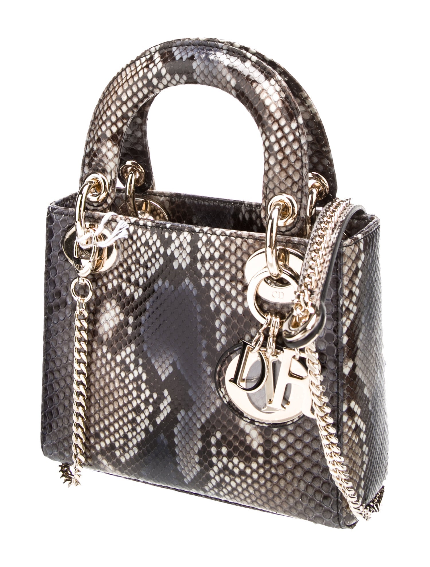 Christian Dior Python Lady Dior Mini 2022 - Neutrals Handle Bags ...