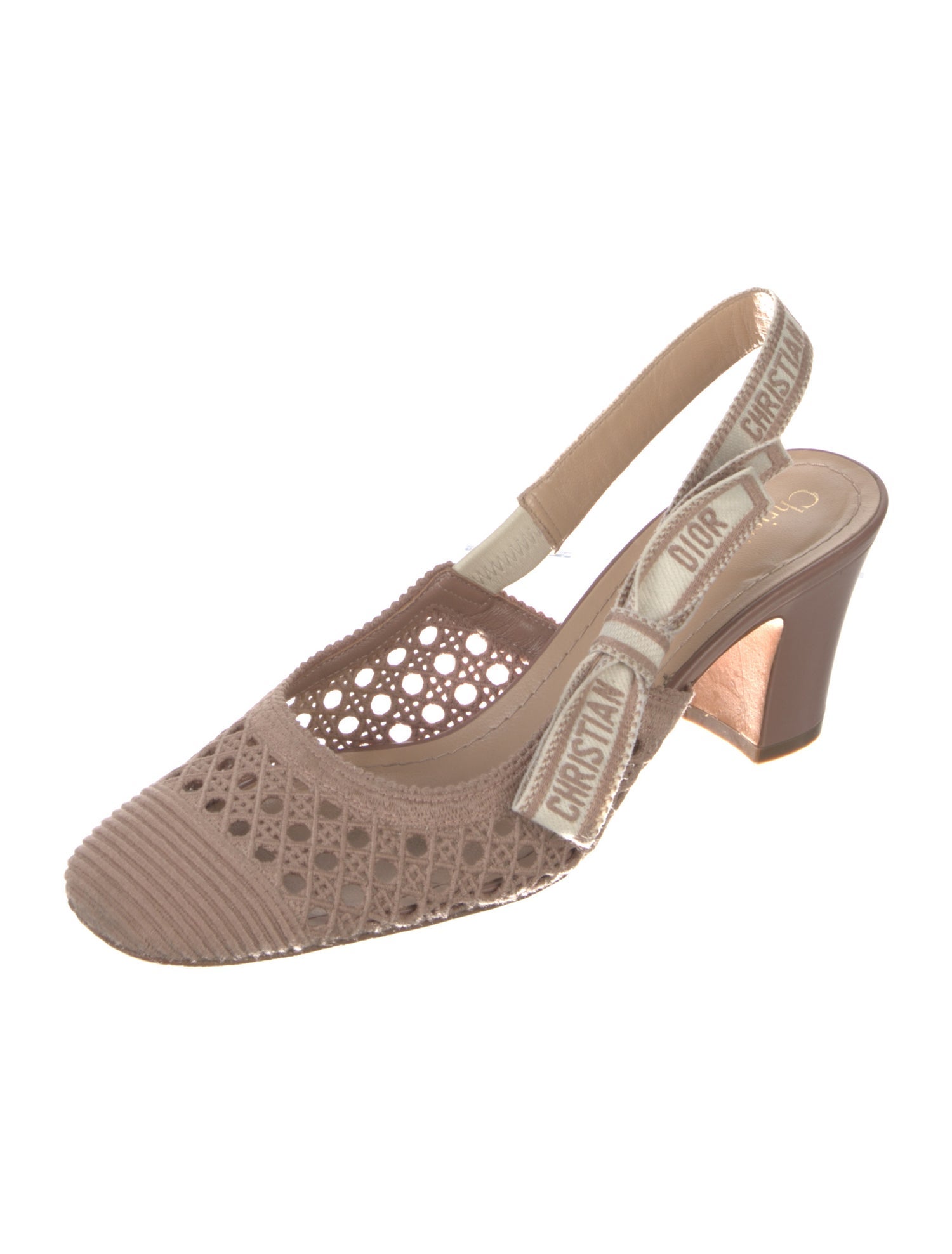 Christian Dior Cannage Pattern Canvas Slingback Pumps - Neutrals Pumps ...