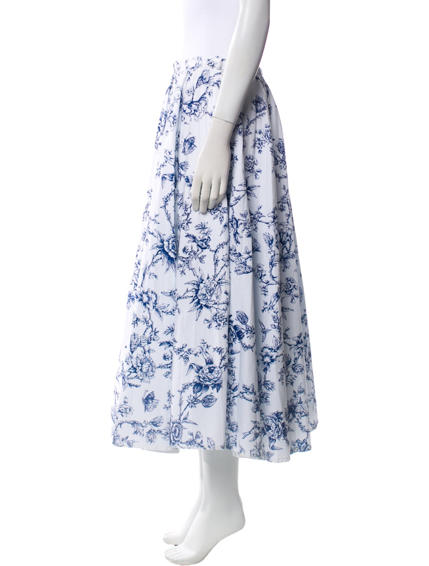 Christian Dior Floral Print Midi Length Skirt w/ Tags - Blue Skirts ...