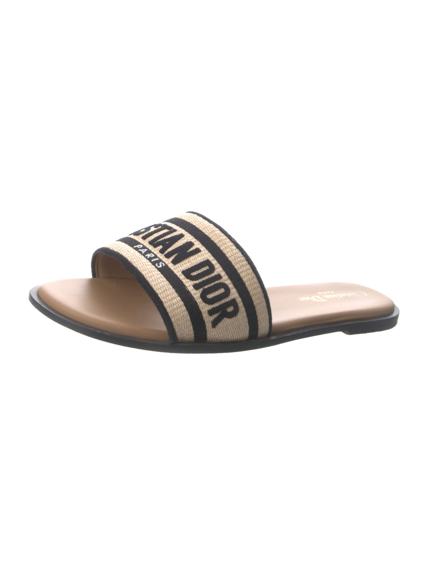 Christian Dior Canvas Printed Slides - Black Sandals, Shoes - CHR519877 ...