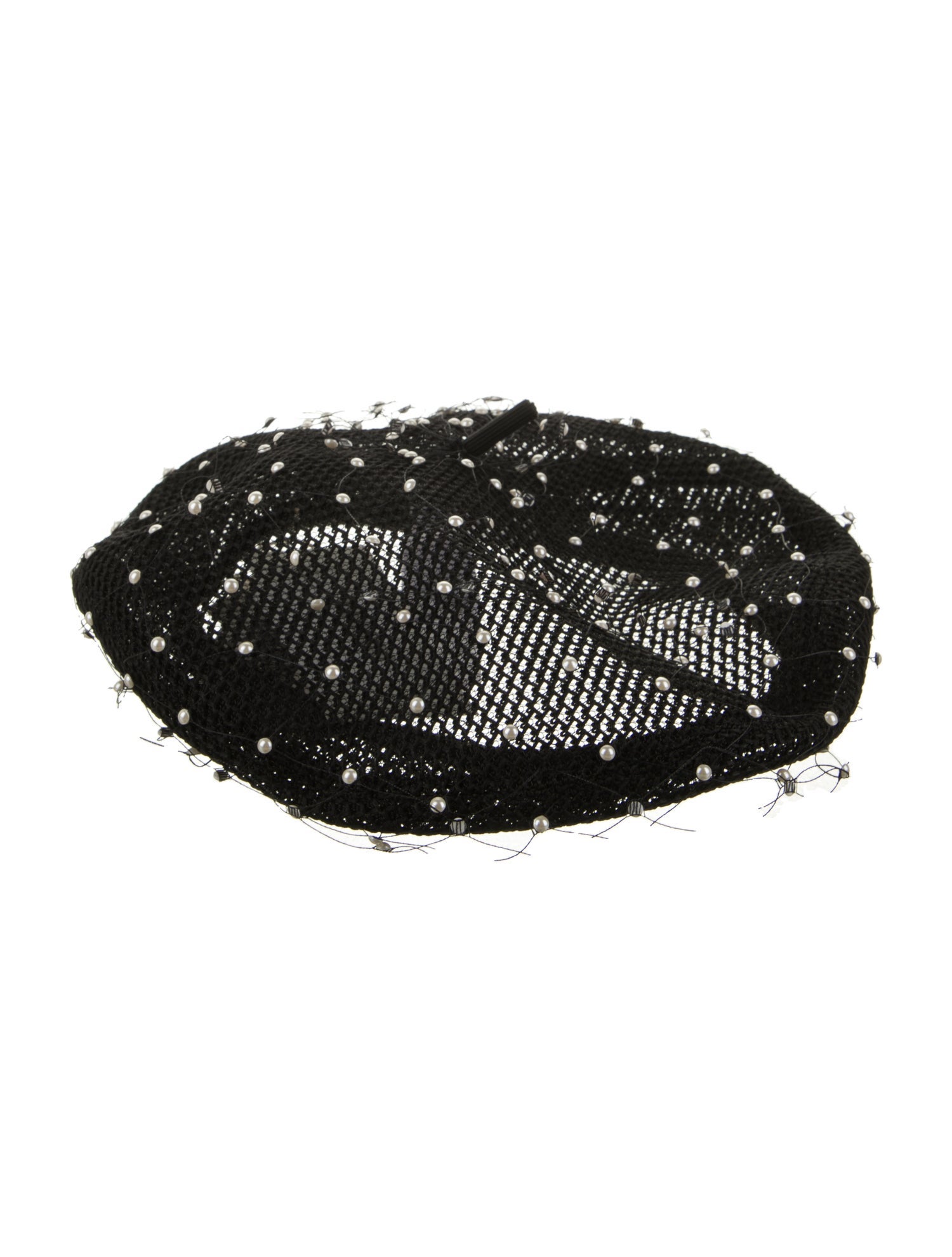 Christian Dior Mesh Faux Pearl Beret - Black Hats, Accessories ...