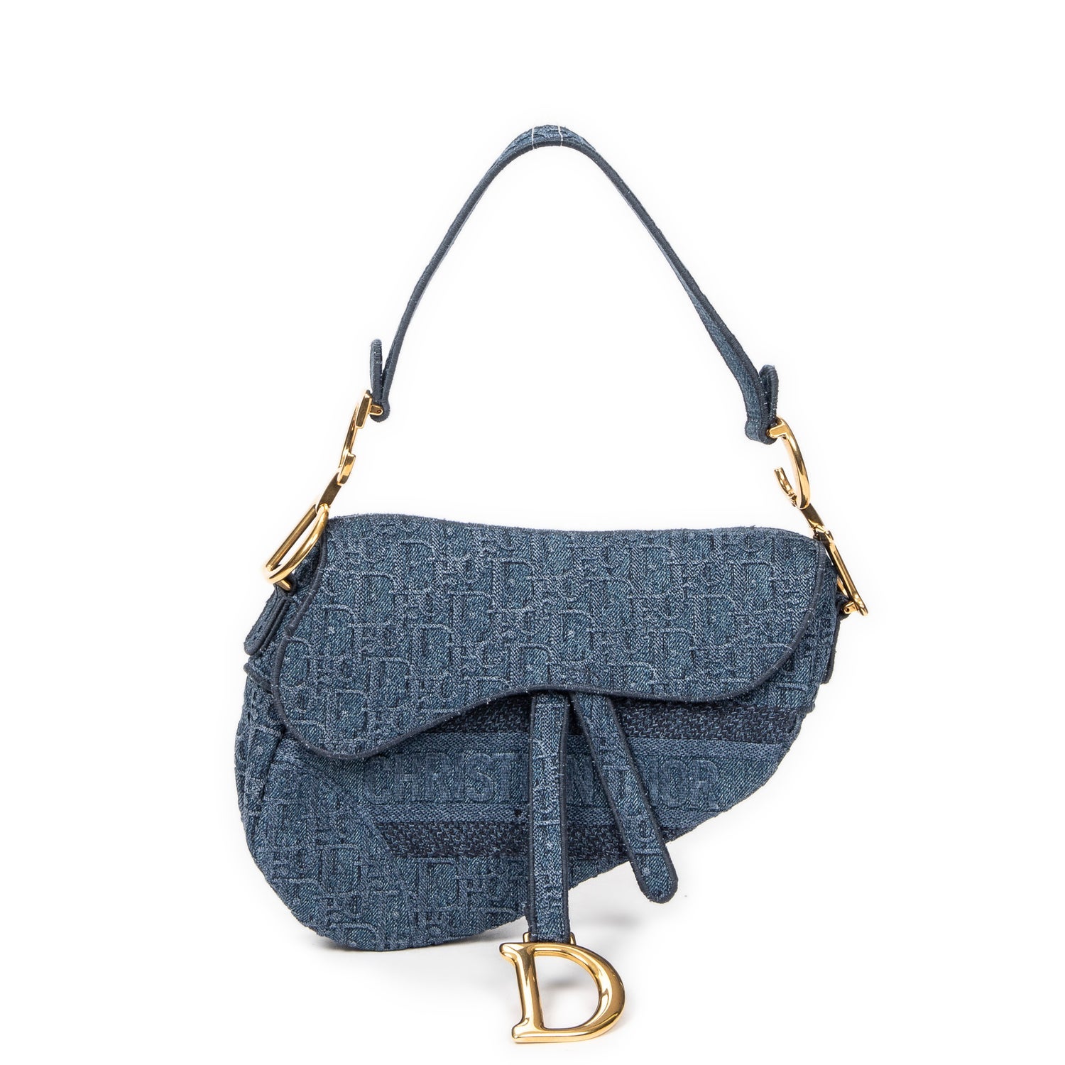 Christian Dior Oblique Jacquard Saddle Bag Medium - Blue Shoulder Bags ...