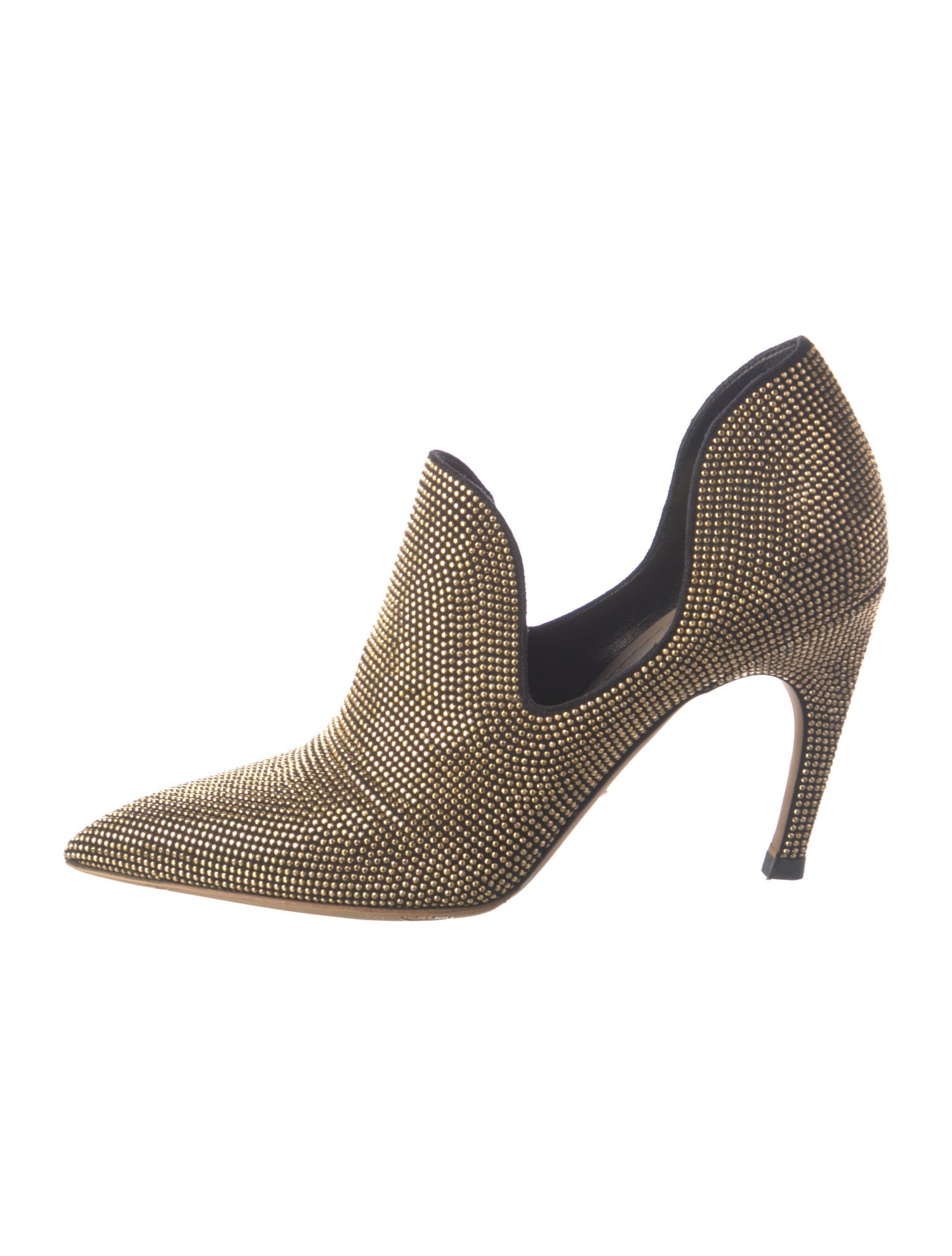 Christian Dior Suede Studded Accents D'Orsay Pumps - Gold Pumps, Shoes ...