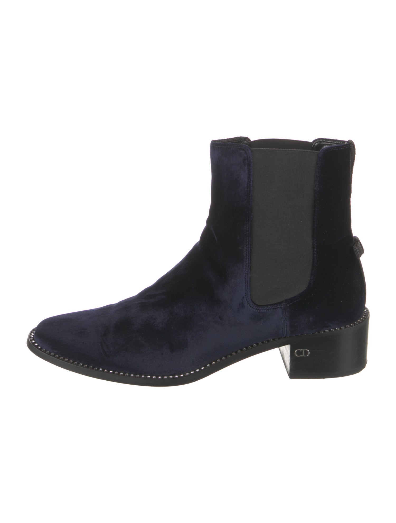Christian Dior Velvet Crystal Embellishments Chelsea Boots - Blue Boots ...