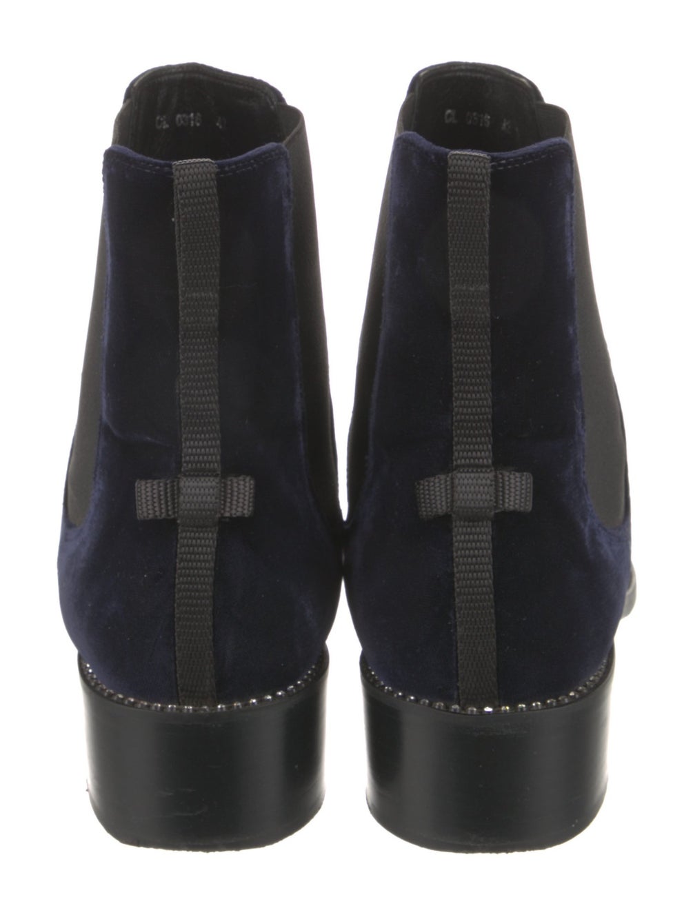 Christian Dior Velvet Crystal Embellishments Chelsea Boots - Blue Boots ...