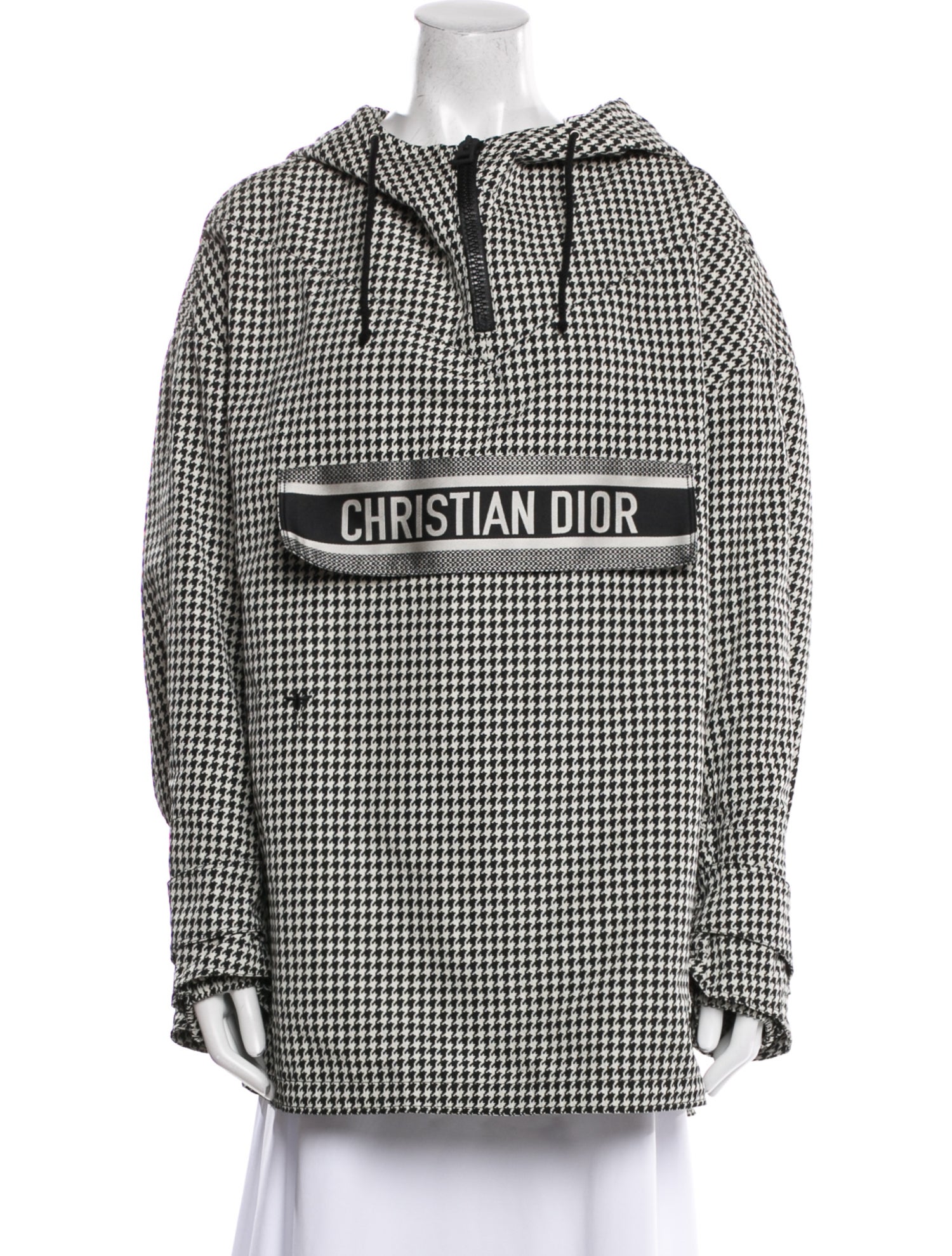 Christian Dior Houndstooth Print Coat - Black Coats, Clothing ...