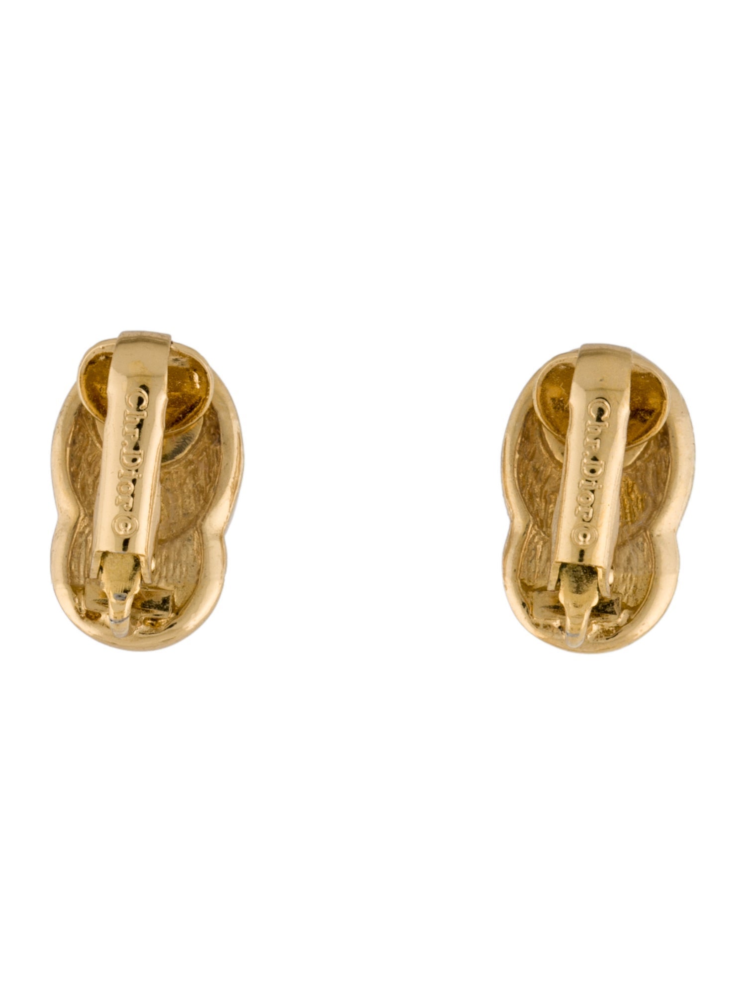 Christian Dior Vintage Faux Pearl & Crystal Clip On Earrings - White ...