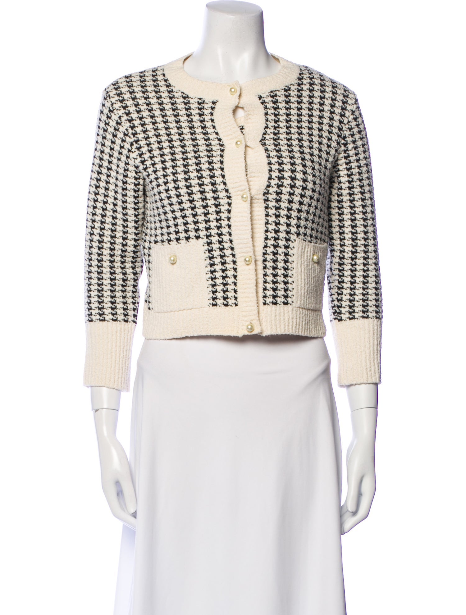 Christian Dior Houndstooth Print Dress Set - Neutrals Suits and Sets ...