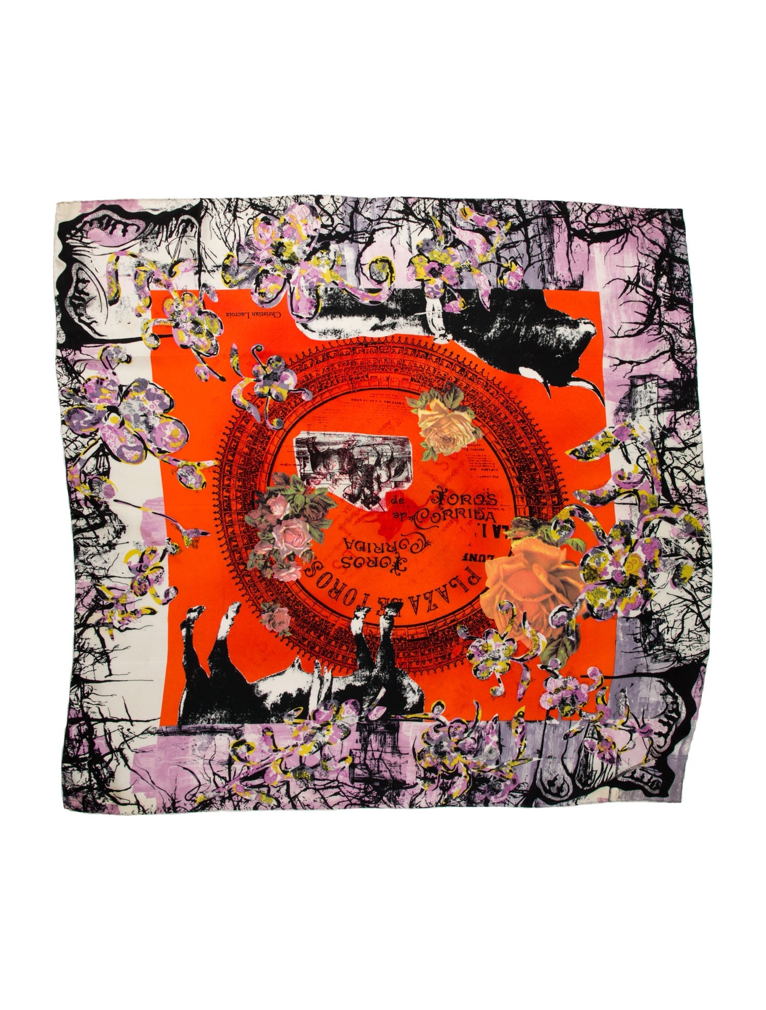 Christian Lacroix Silk Printed Scarf - Orange Scarves and Shawls ...