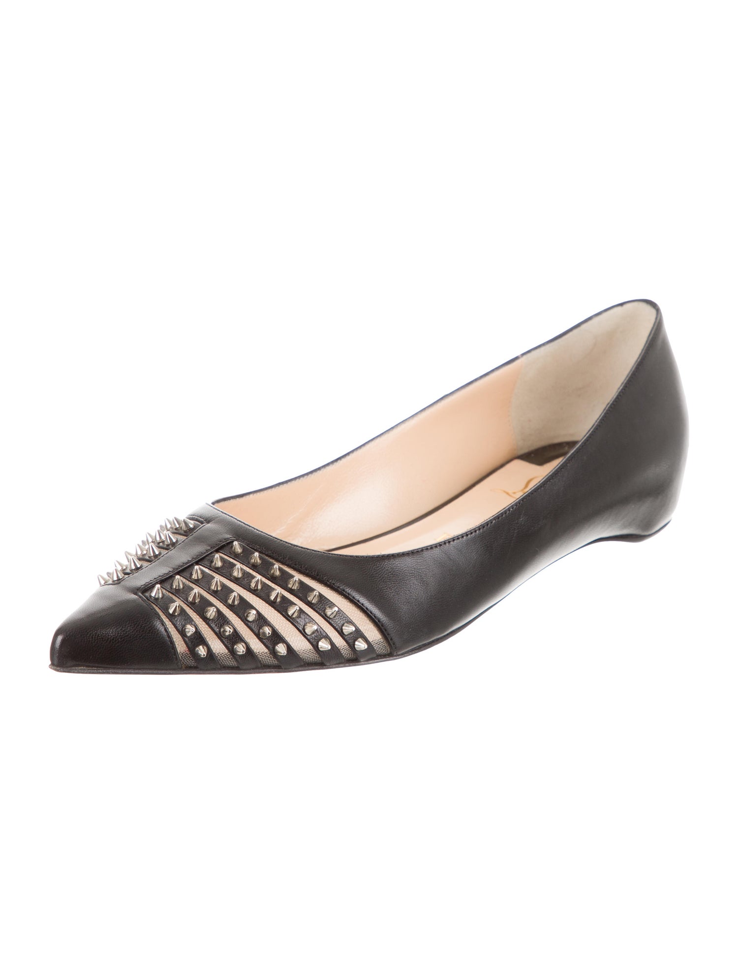 Christian Louboutin Leather Spike Ballet Flats Shoes Cht151567 The Realreal
