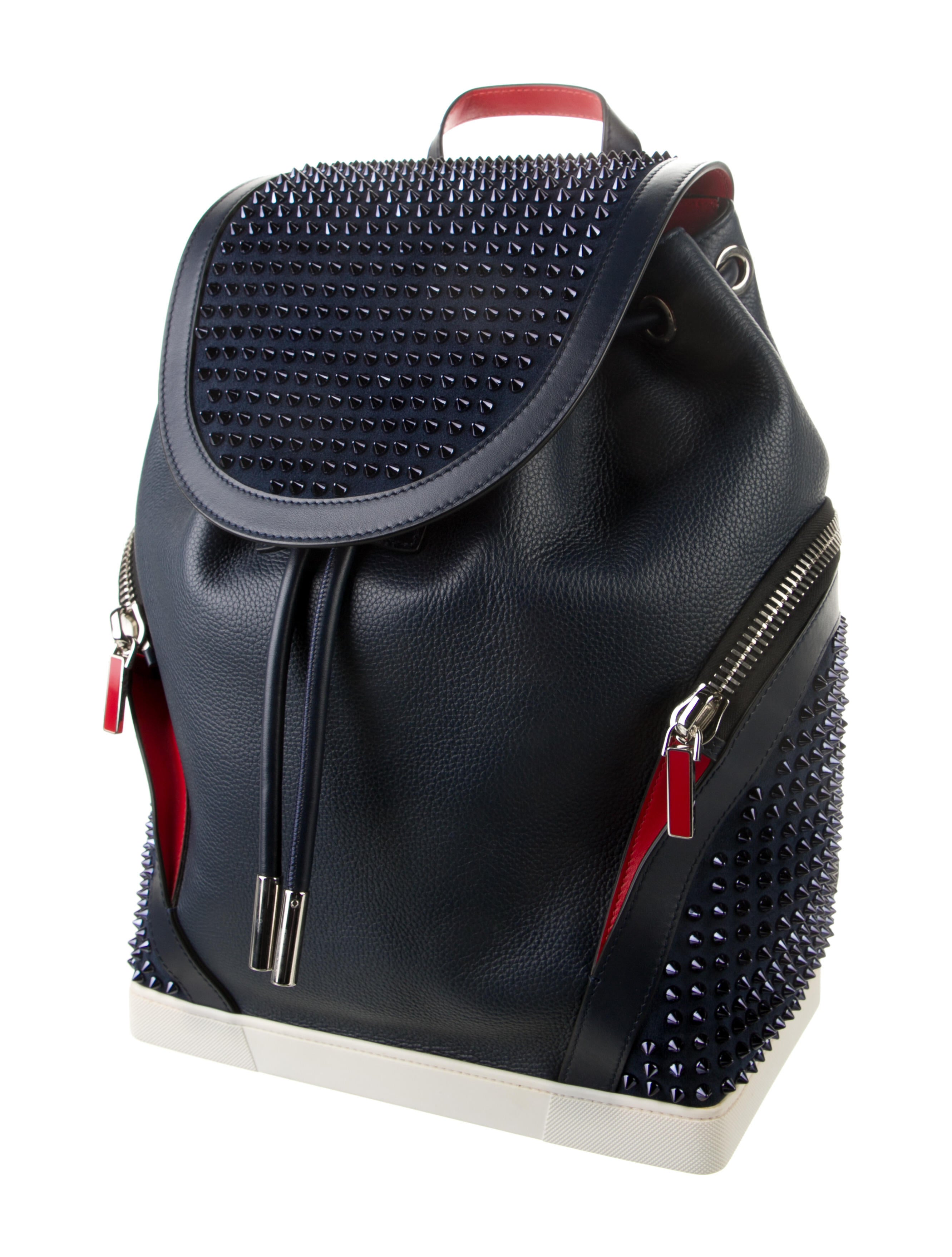 Christian Louboutin Studded Leather Explorafunk Backpack - Blue ...