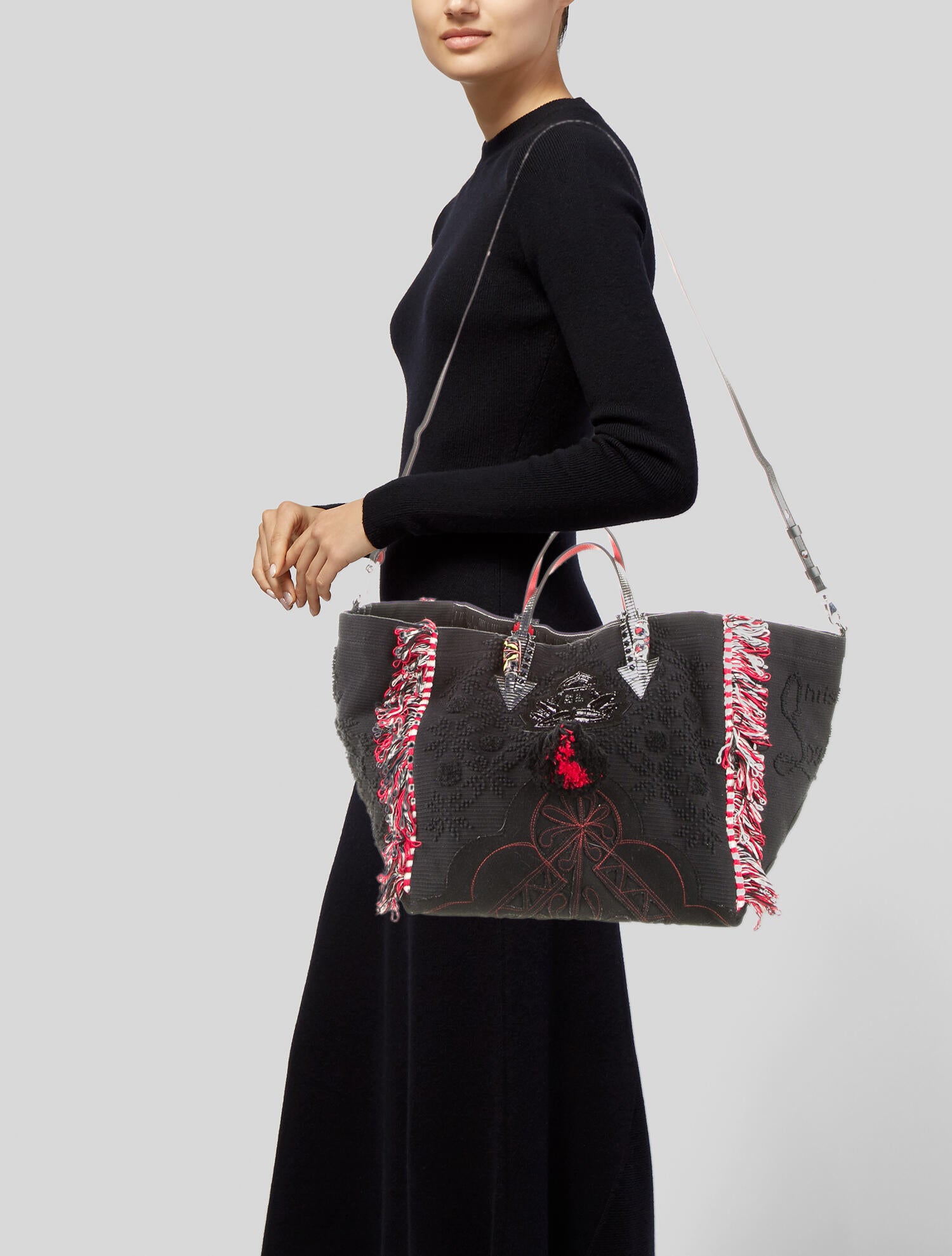 Christian Louboutin Padam Leather PVC Tote - Black Totes, Handbags ...