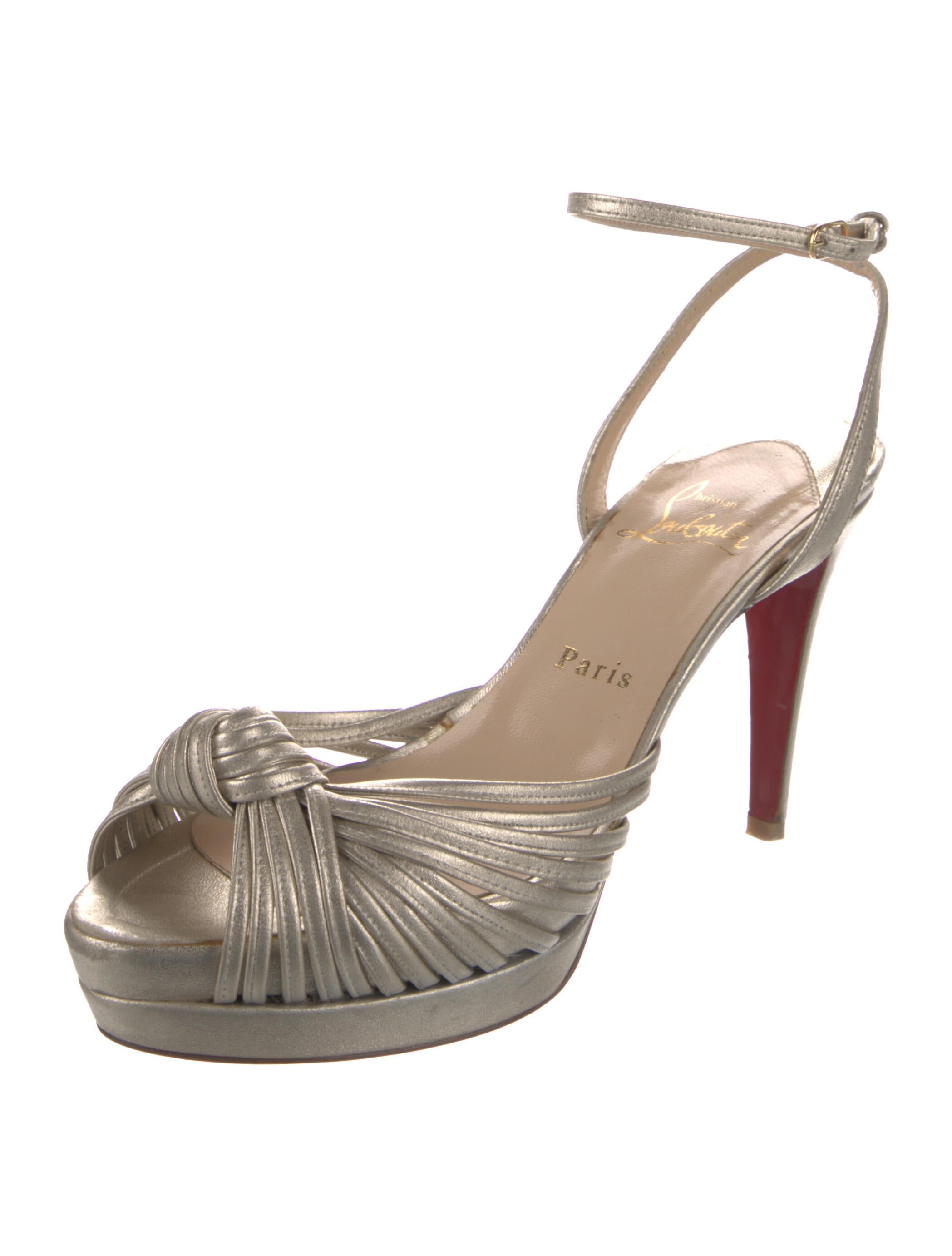 Christian Louboutin Glitter Ankle-Strap Sandals - Gold Sandals, Shoes ...