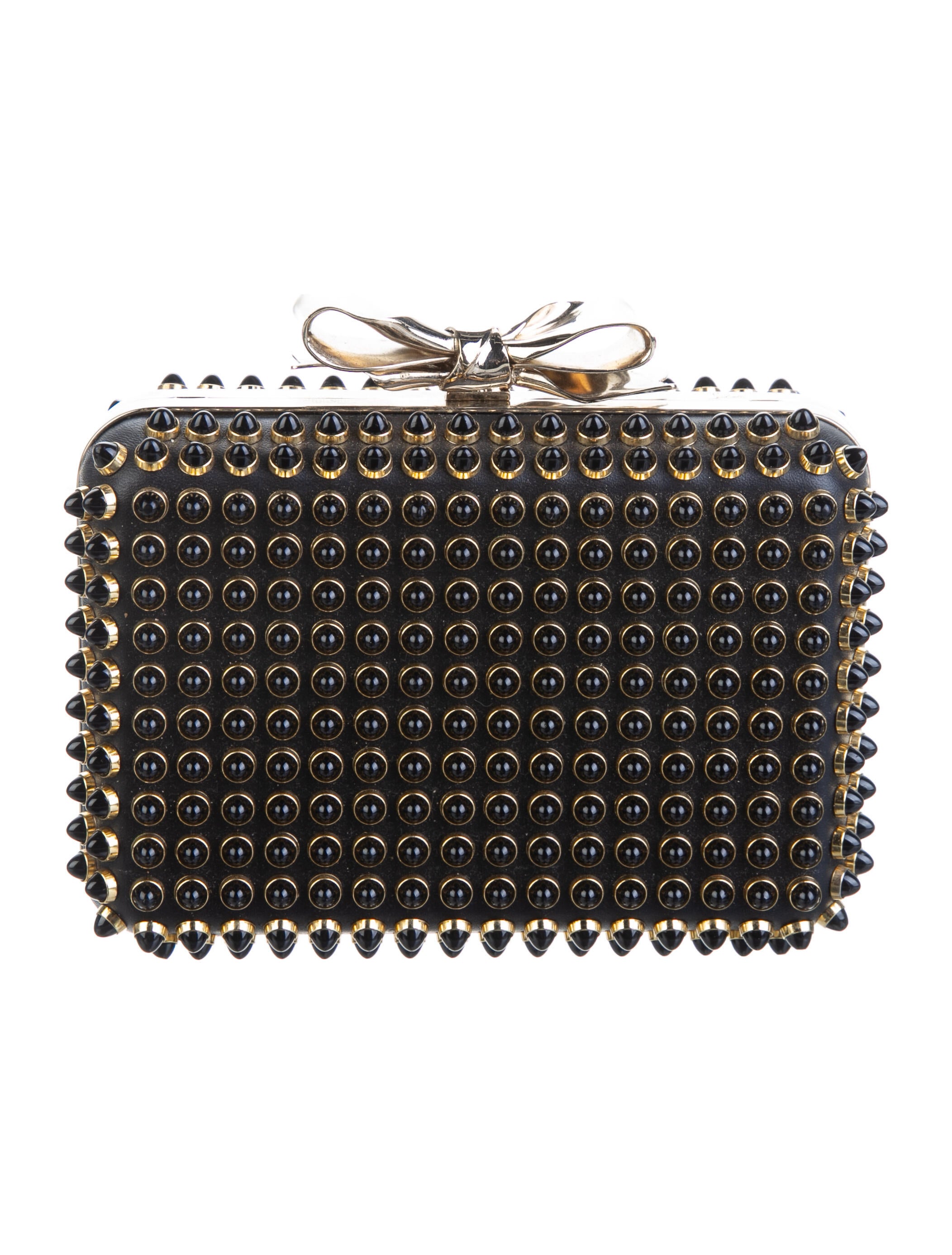 Christian Louboutin Leather Studded Clutch - Black Clutches, Handbags ...