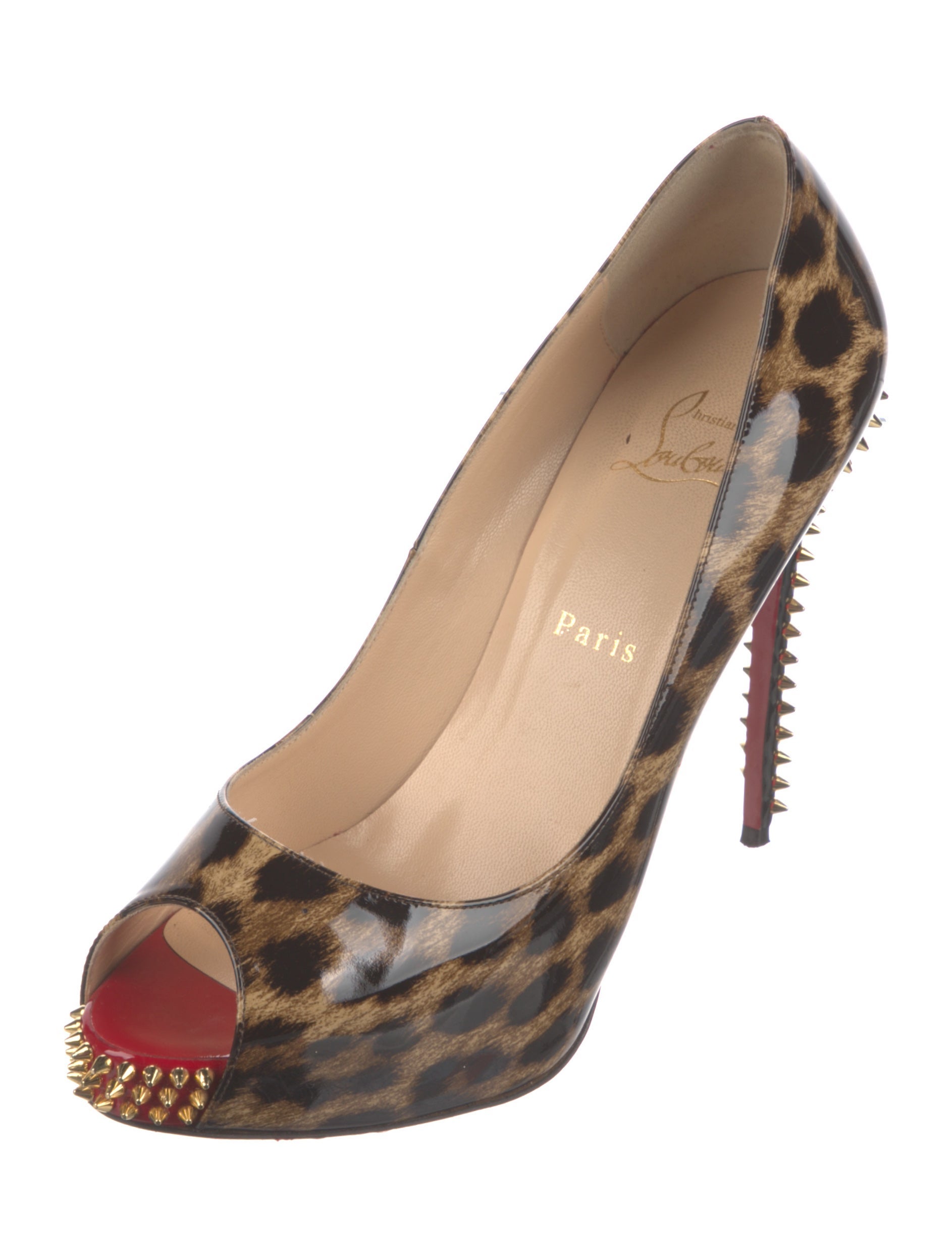 Christian Louboutin Textured Leopard Print Mules - Neutrals Pumps ...