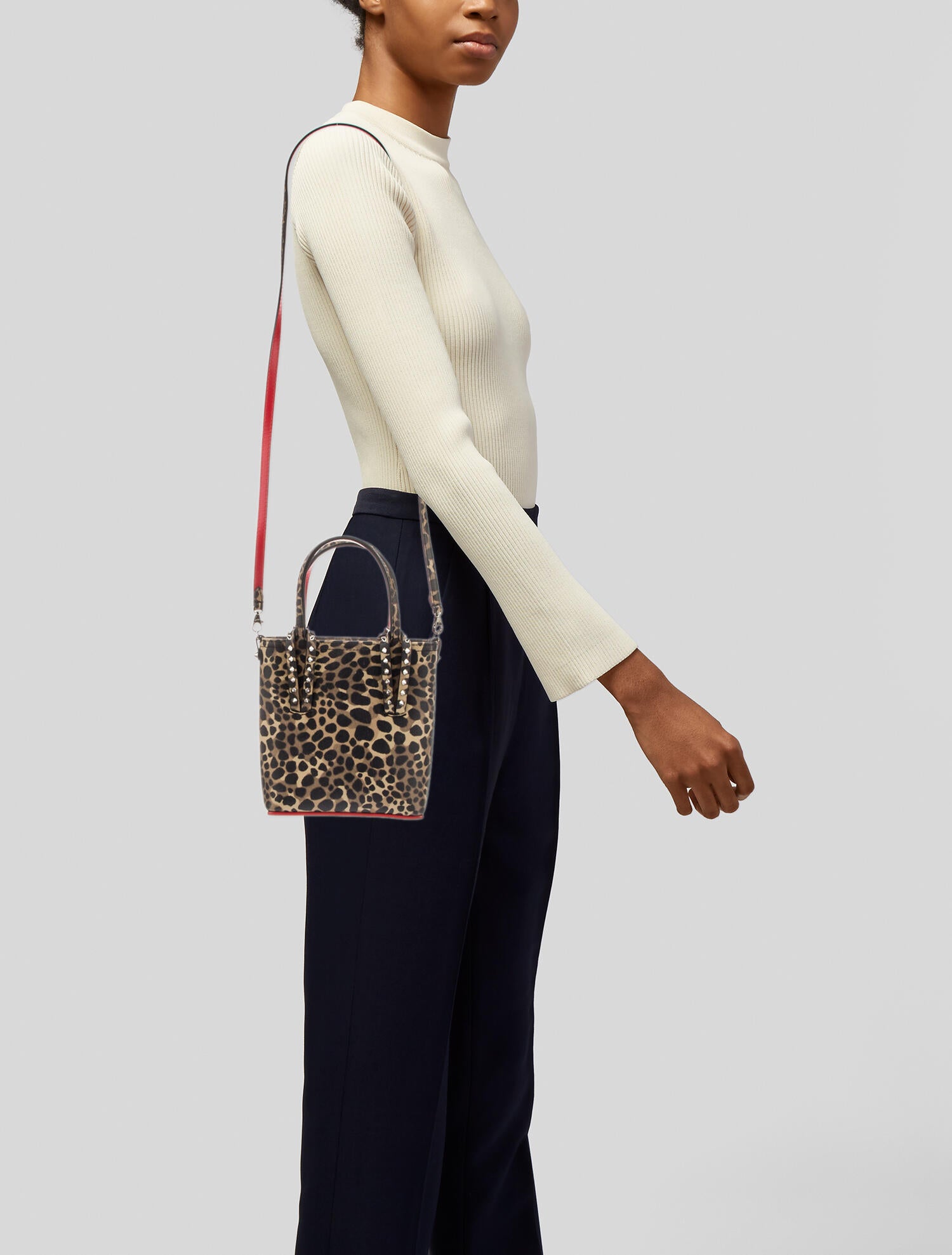 Christian Louboutin Leather Cabata Mini Cheetah Bag - Brown Mini Bags ...