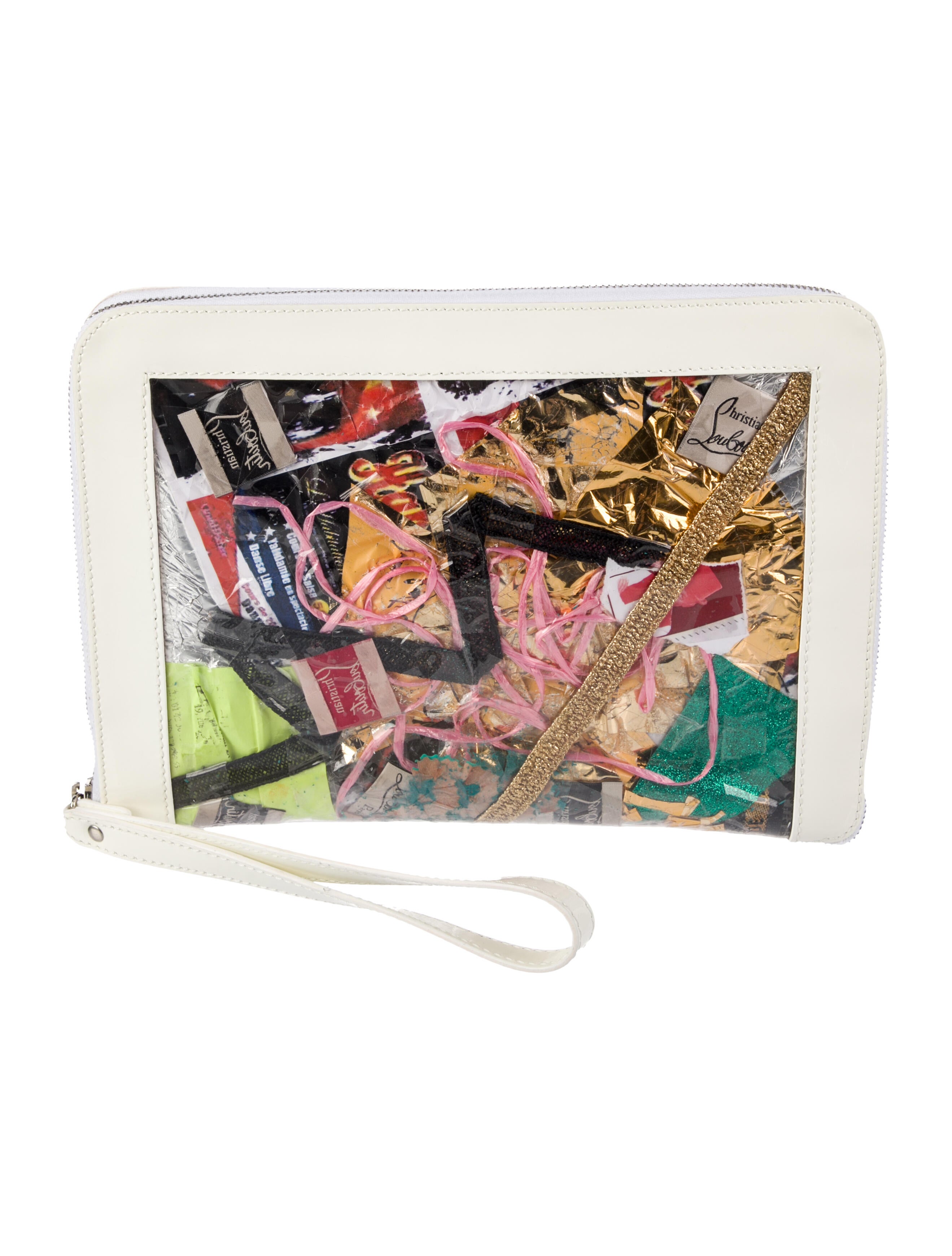 Christian Louboutin Pattern Printed PVC Coated Clutch - White Clutches ...