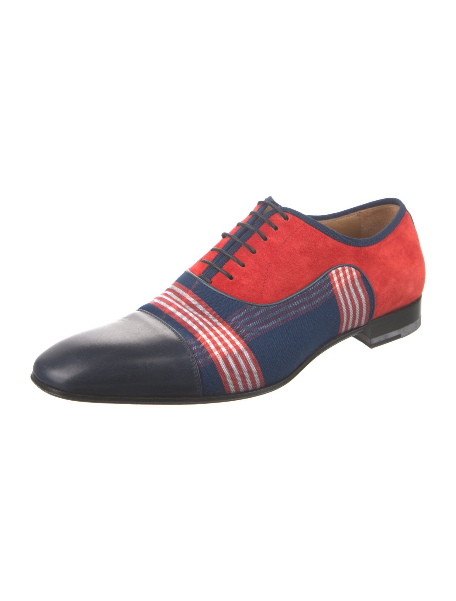 Christian Louboutin Suede Colorblock Pattern Oxfords - Blue Oxfords ...
