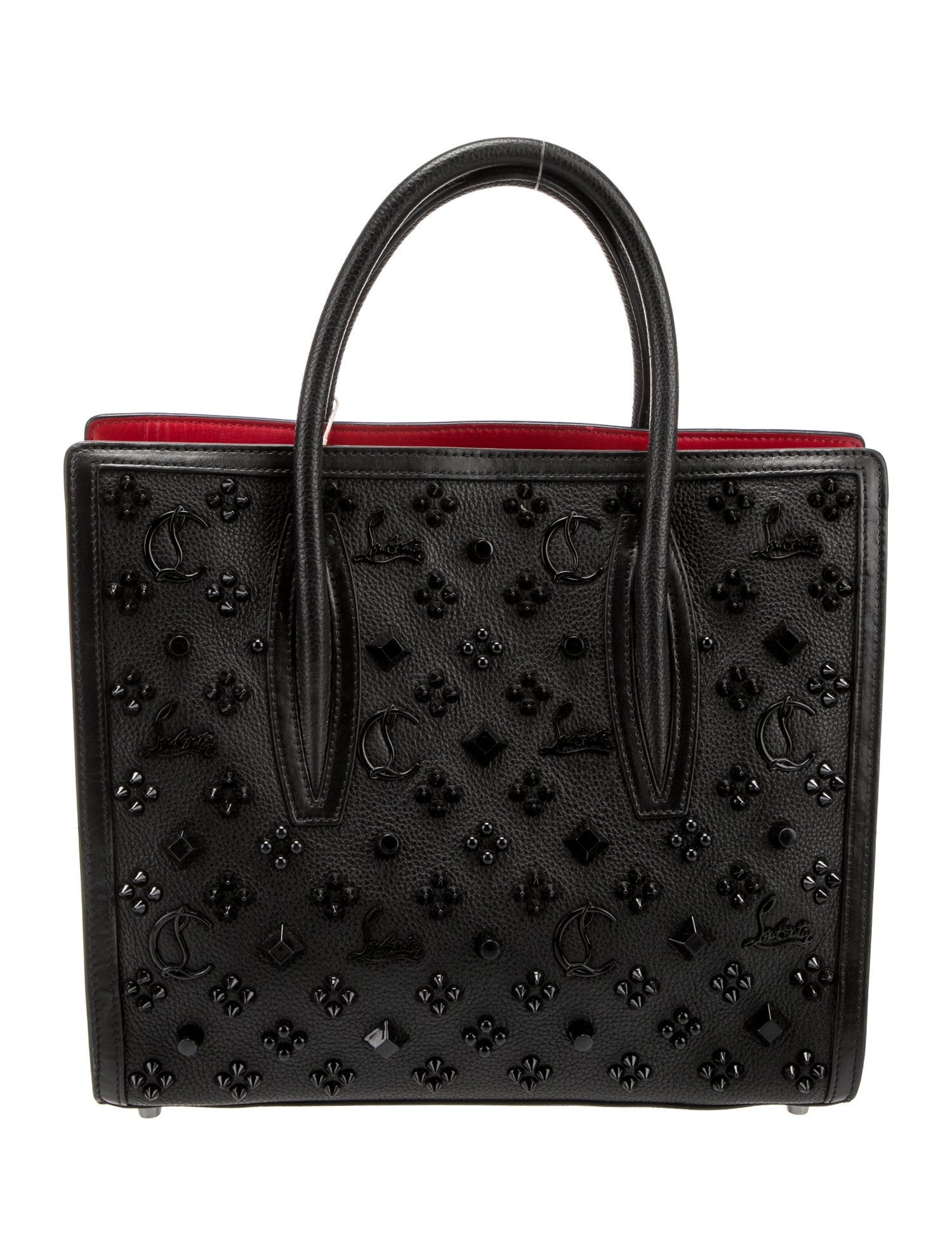 Christian Louboutin Stud Embellished Leather Tote Bag - Black Handle ...