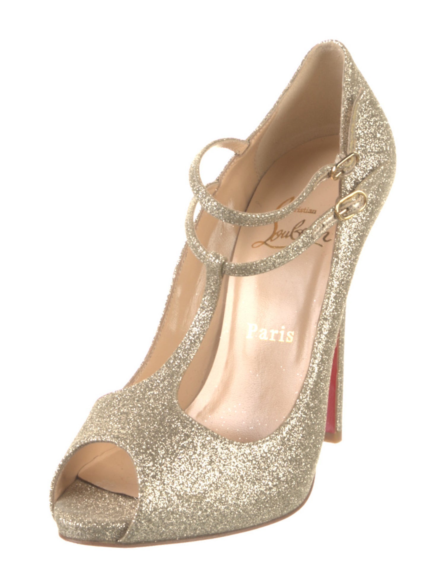 Christian Louboutin T-Strap Sandals - Gold Sandals, Shoes - CHT353351 ...