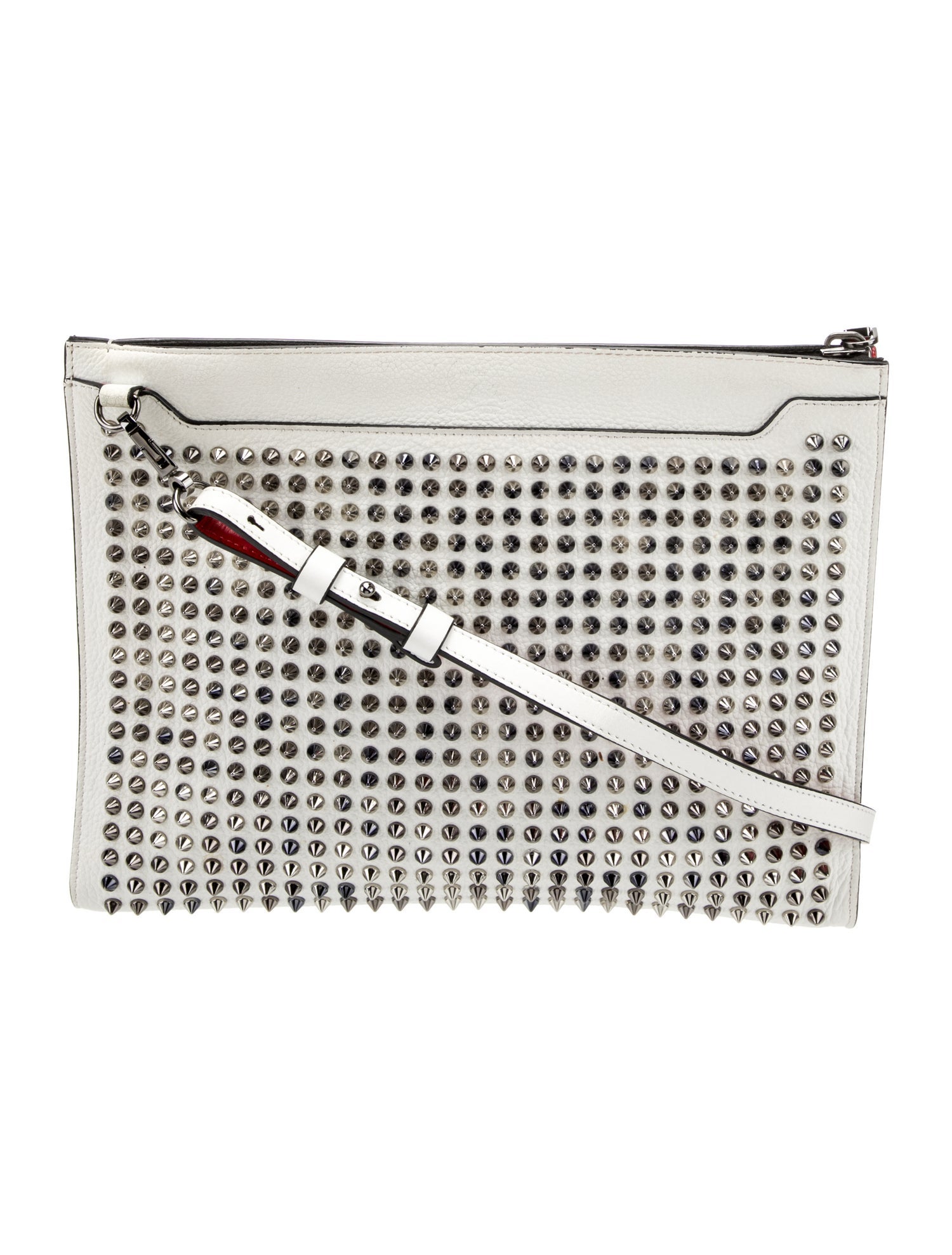 Christian Louboutin Studded Leather Clutch - White Clutches, Handbags ...