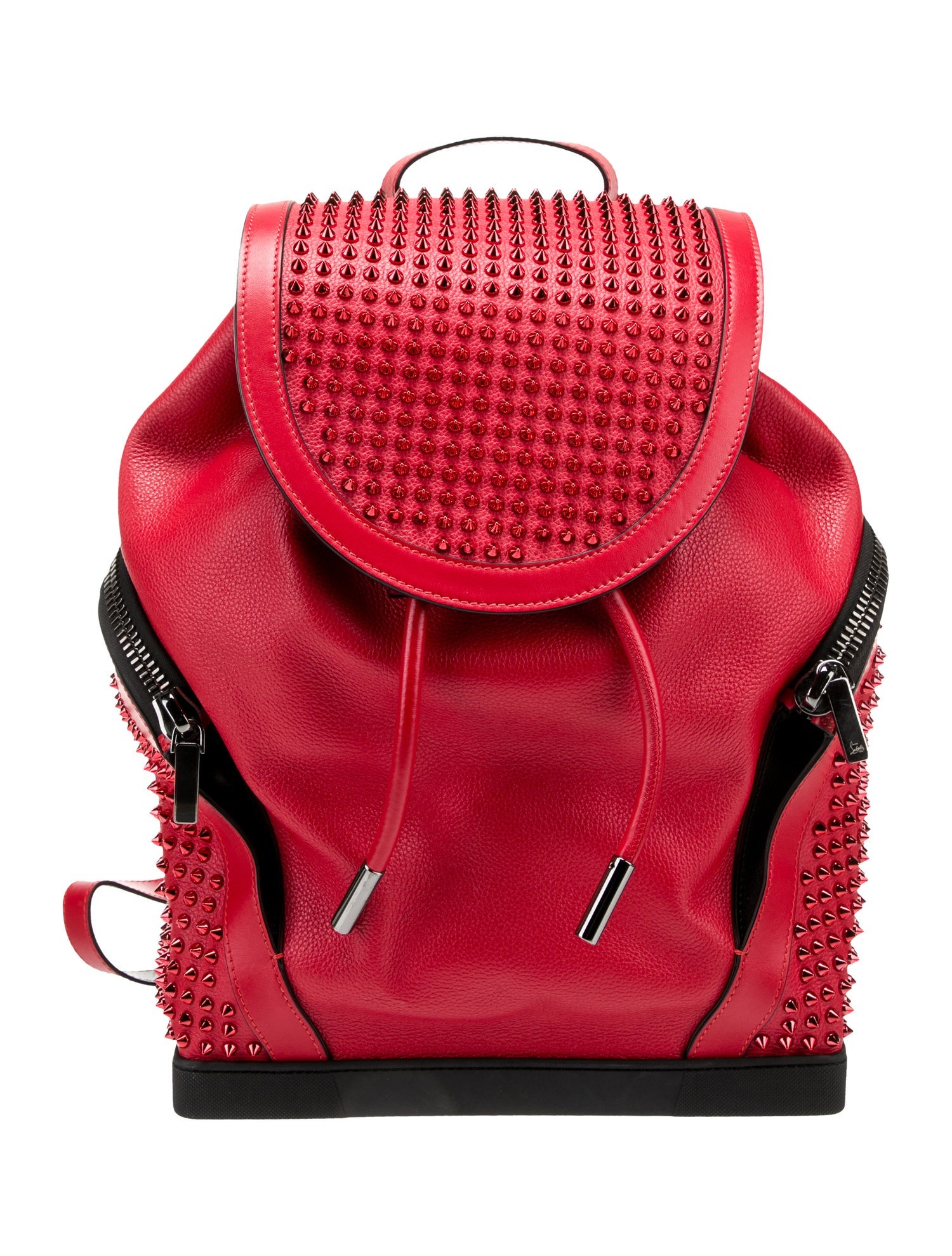 Christian Louboutin Stud Embellished Leather Backpack - Red Backpacks ...