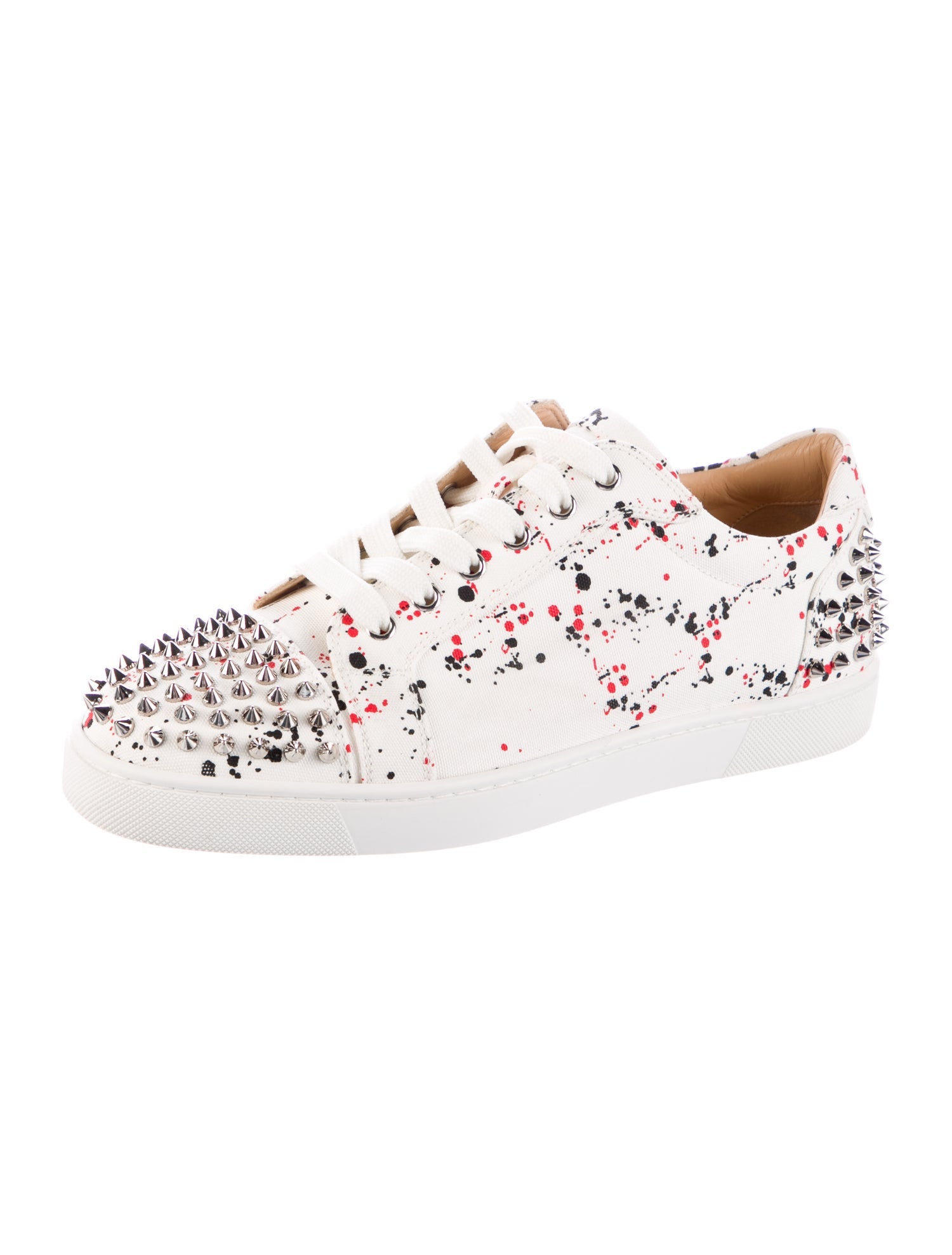 Christian Louboutin Spike Accents Canvas Sneakers - White Sneakers ...