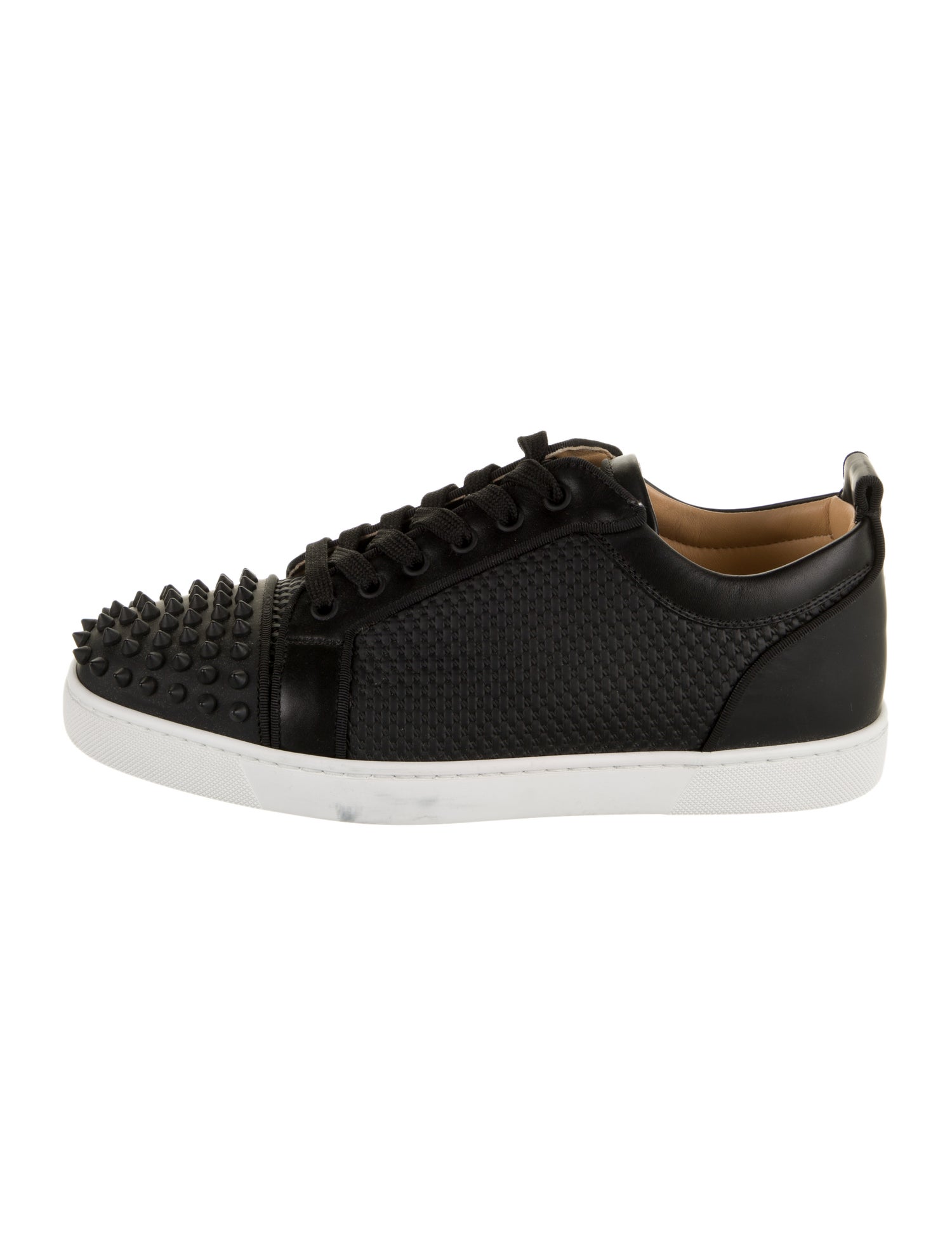 Christian Louboutin Spike Accents Leather Sneakers - Black Sneakers ...