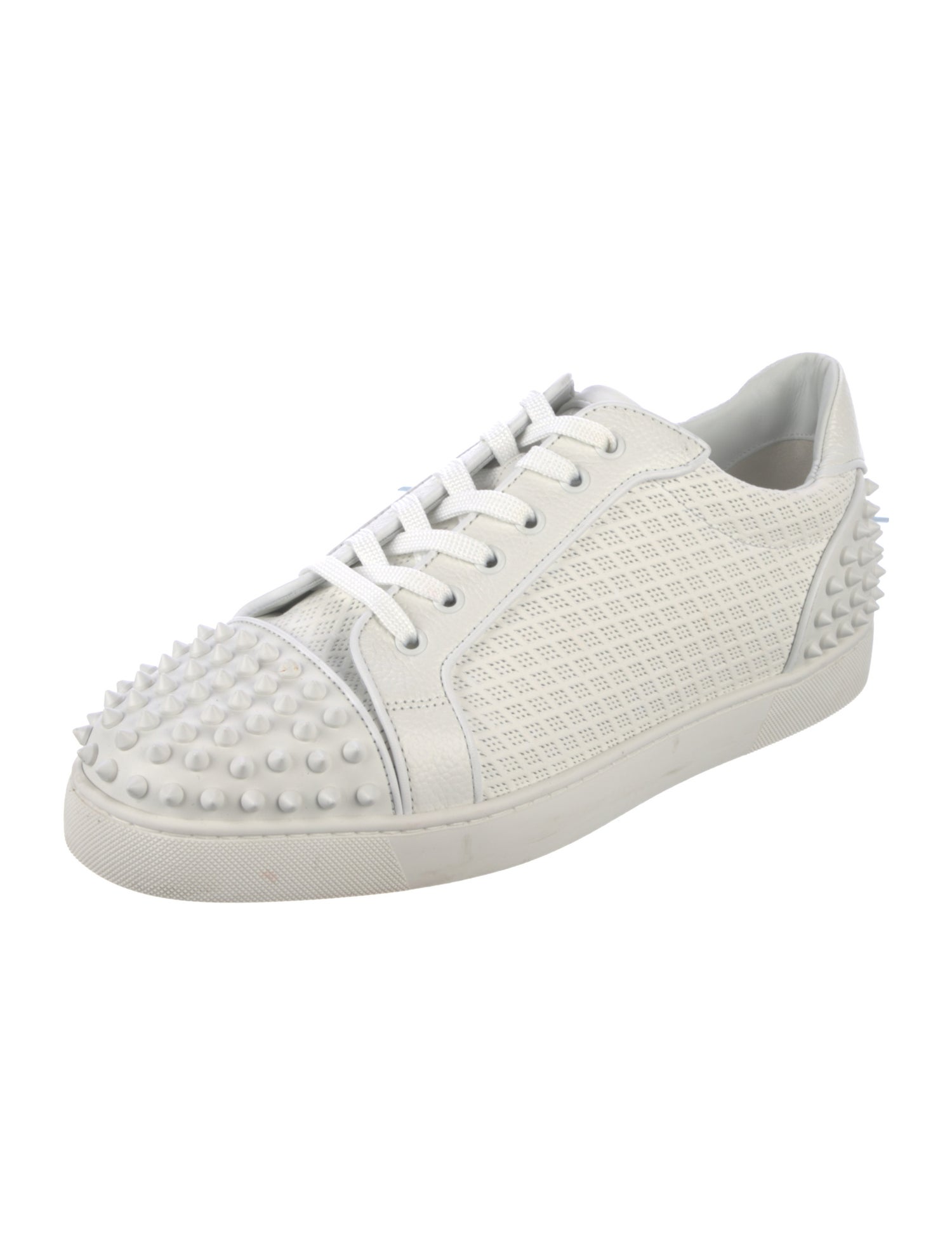 Christian Louboutin Spike Accents Leather Sneakers - White Sneakers ...