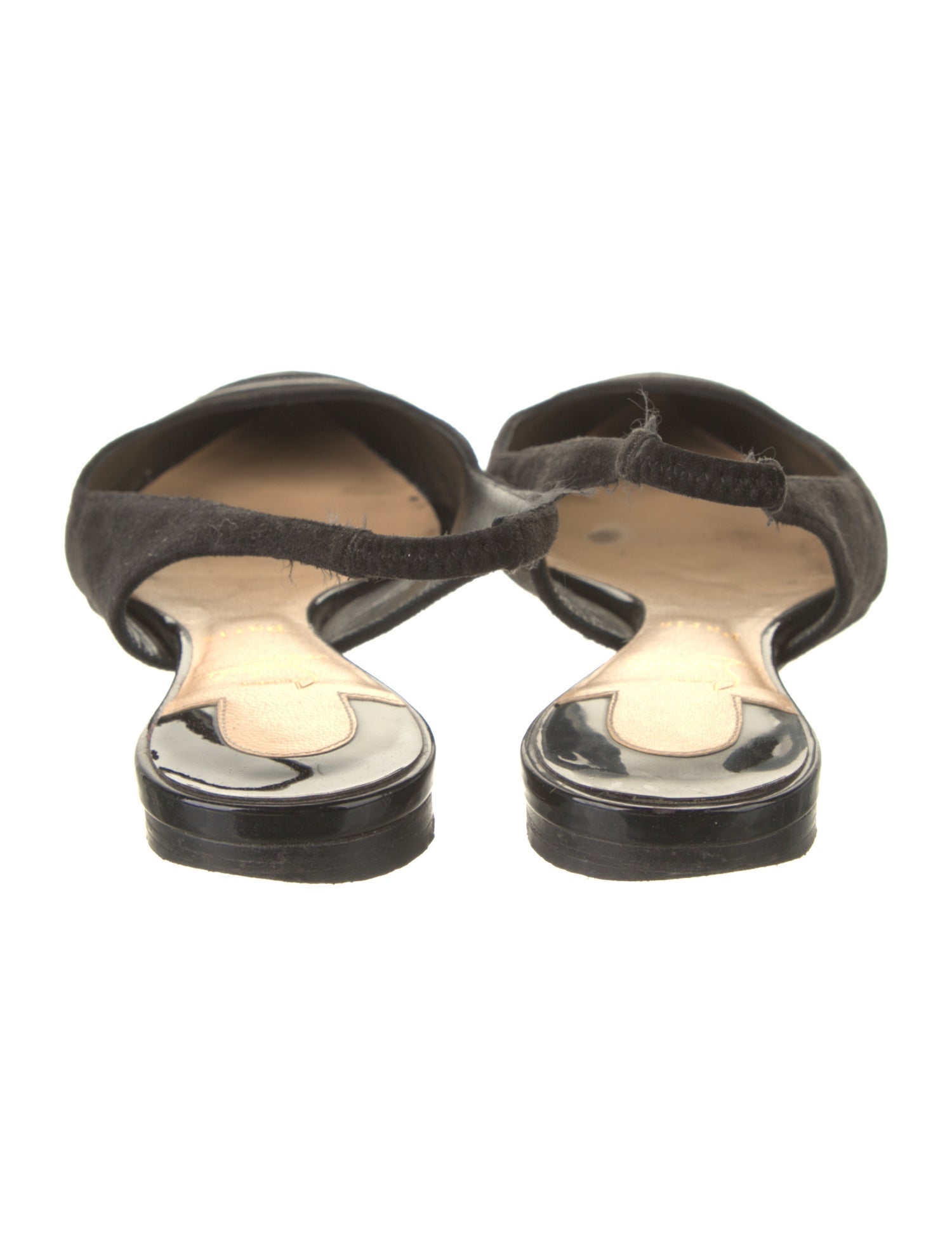 Christian Louboutin Patent Leather Printed Slingback Flats - Black ...