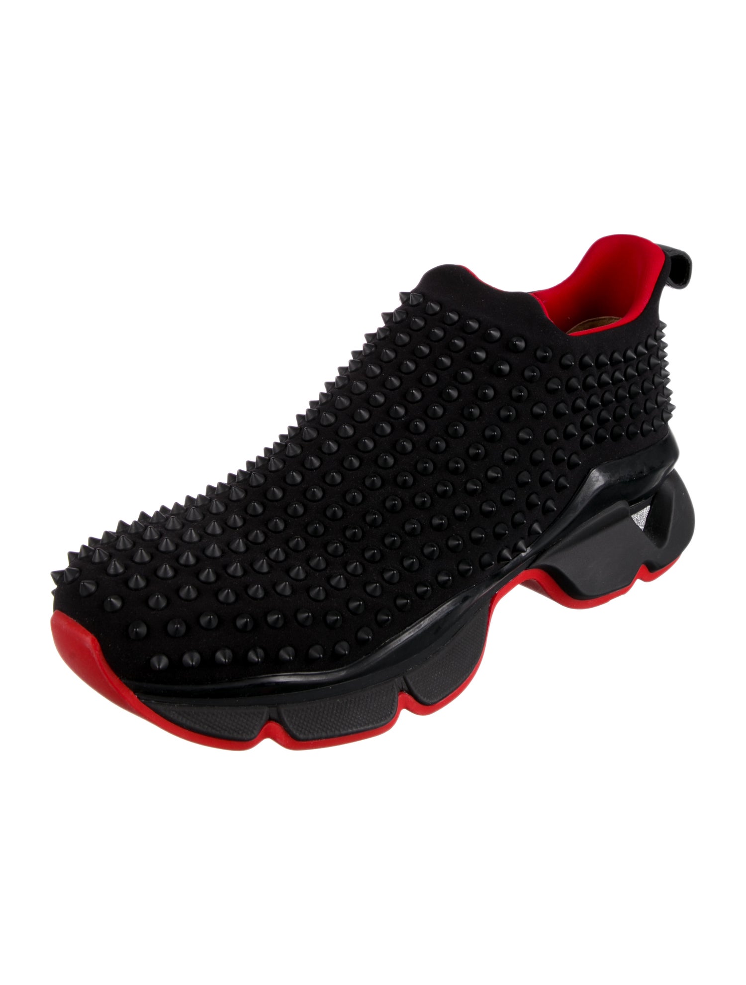 Christian Louboutin Spike Accents Neoprene Sneakers - Black Sneakers ...