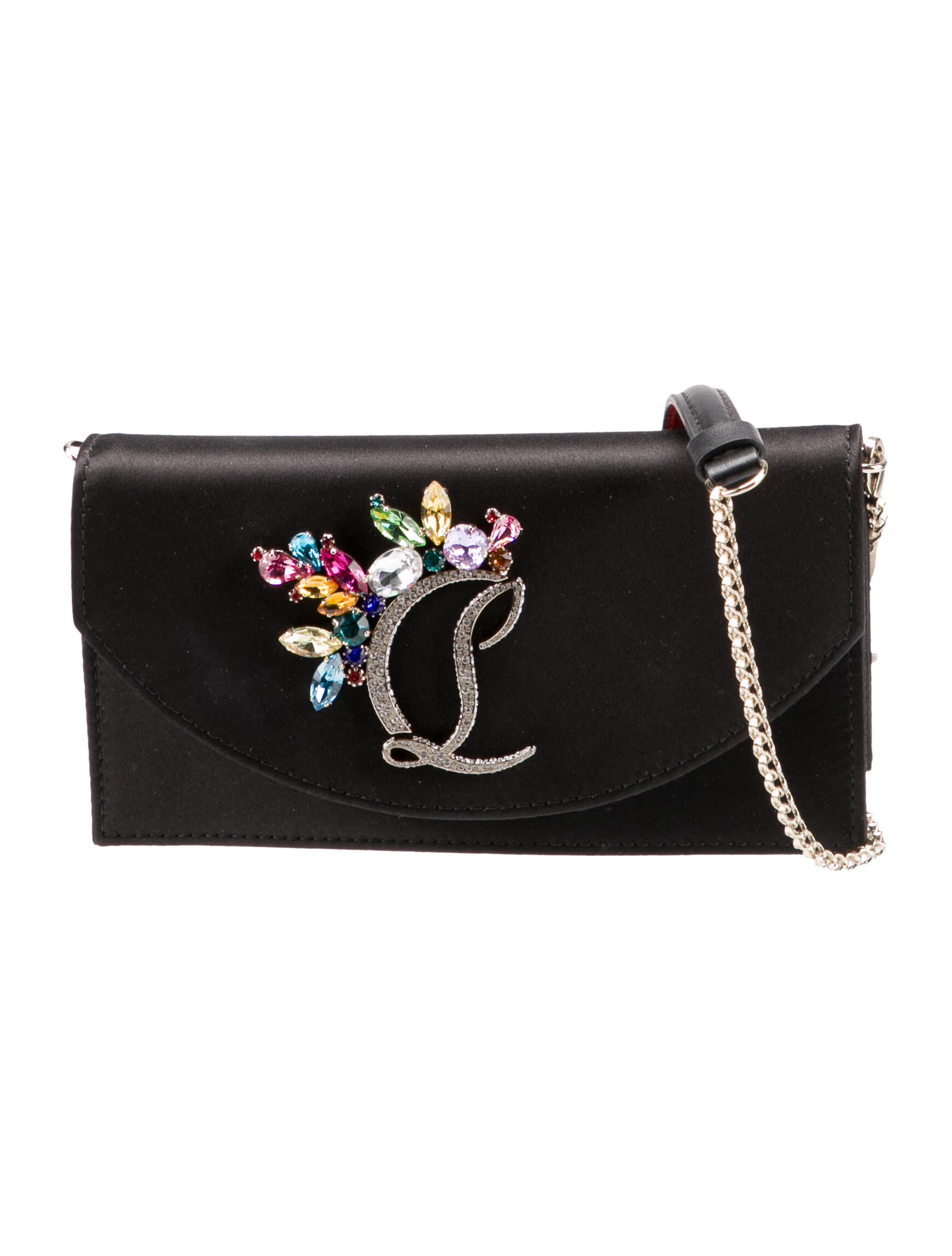 Christian Louboutin Satin Crystal Embellished Loubi54 Crossbody Bag w ...
