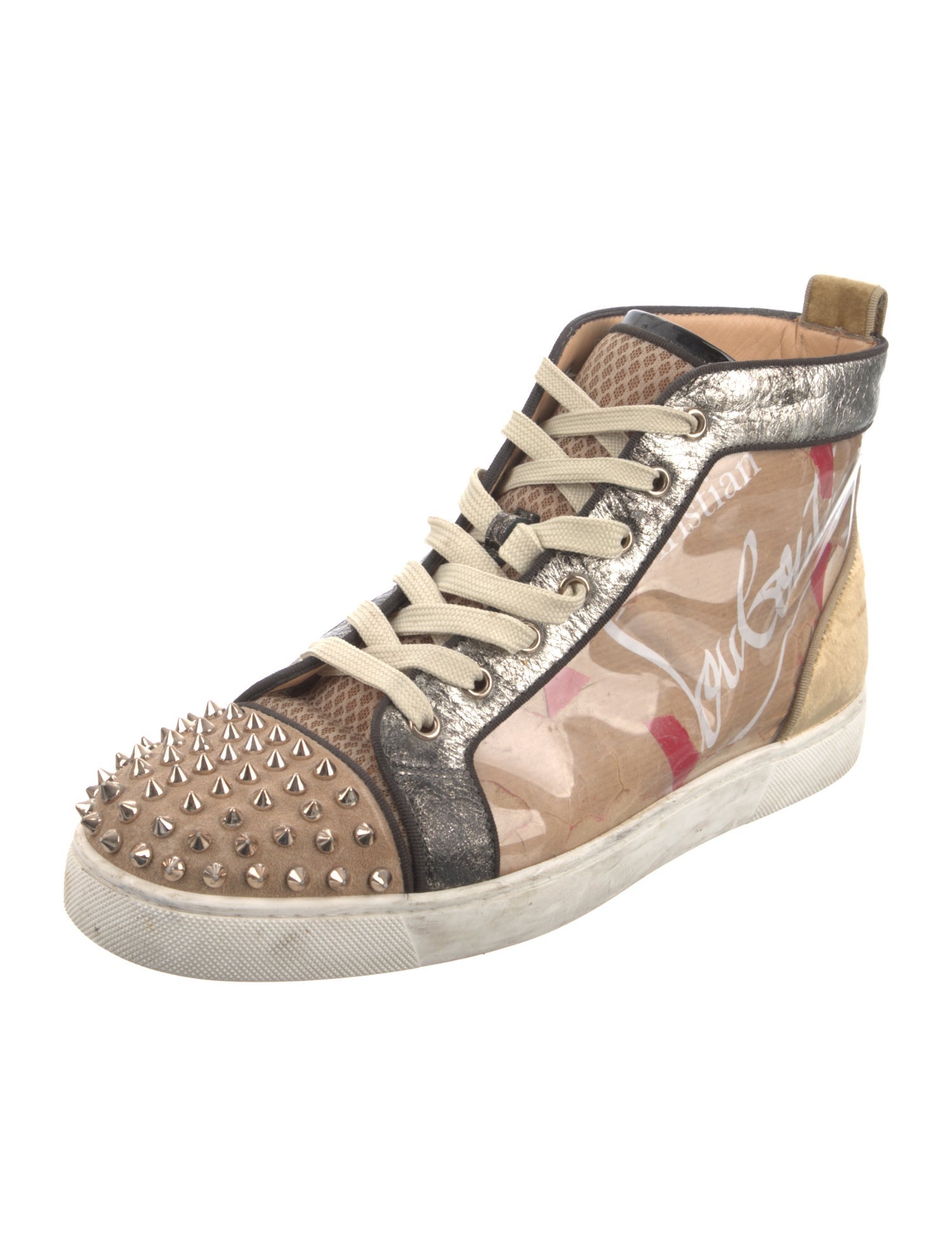 Christian Louboutin Spike Accents PVC Sneakers - Metallic Sneakers ...