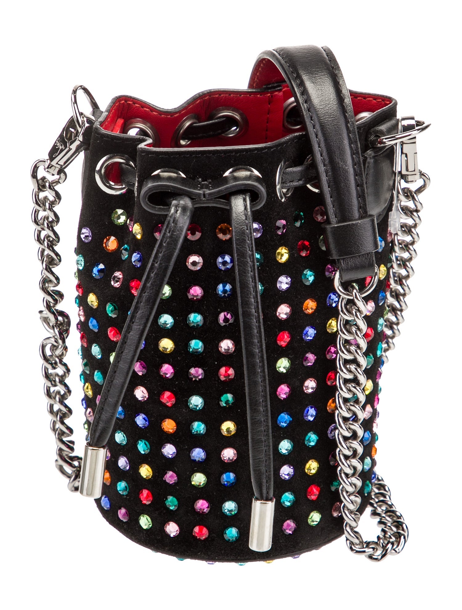 Christian Louboutin Leather Trim Suede Crossbody Bag - Black Crossbody ...