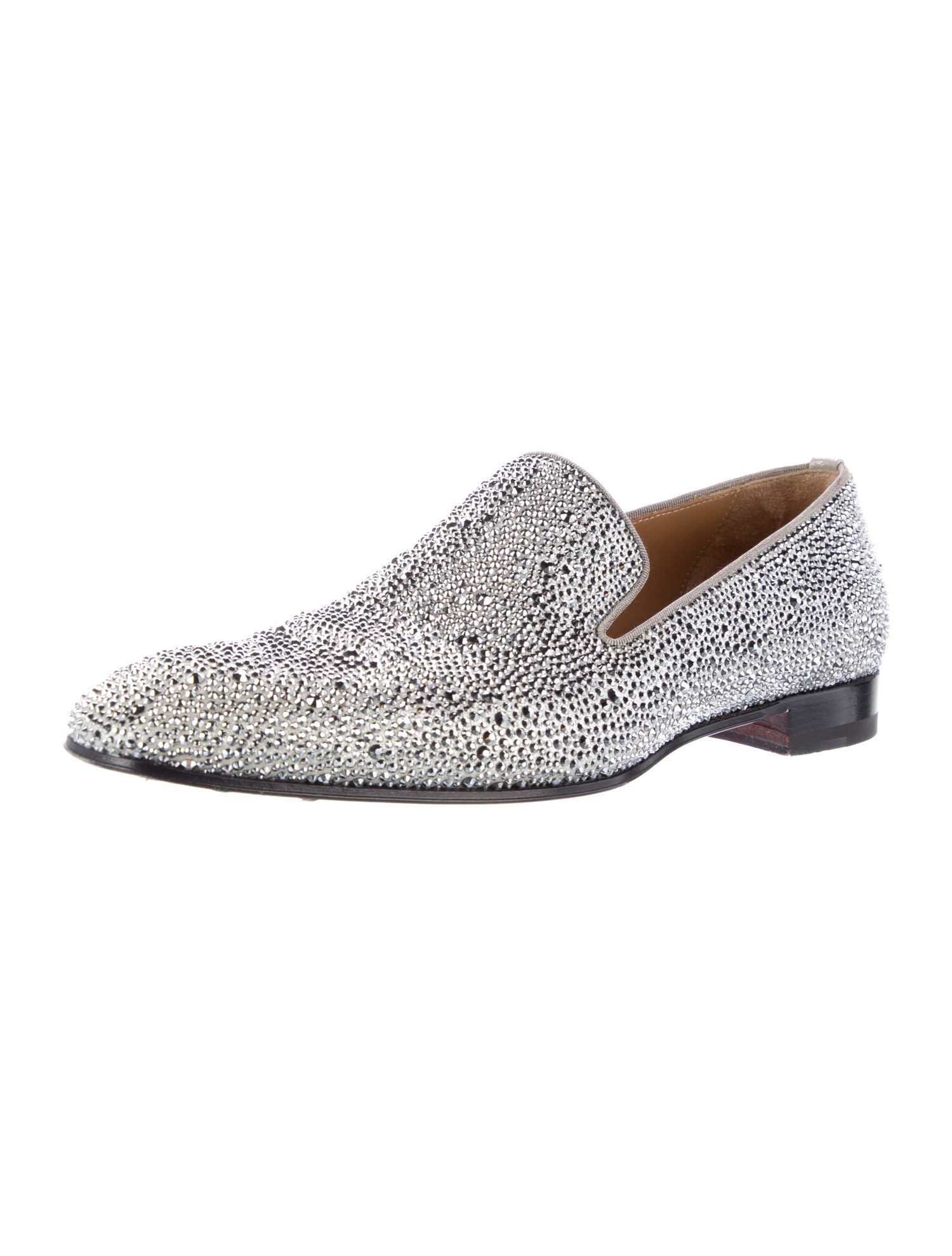 Christian Louboutin Crystal Colorblock Pattern Loafers - Silver Loafers ...