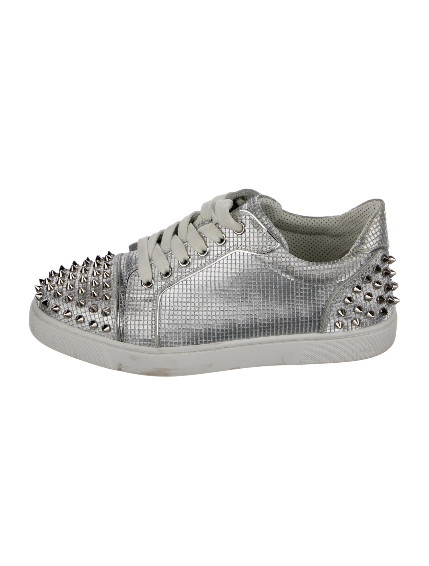 Christian Louboutin Spike Accents Studded Accents Sneakers - Silver ...