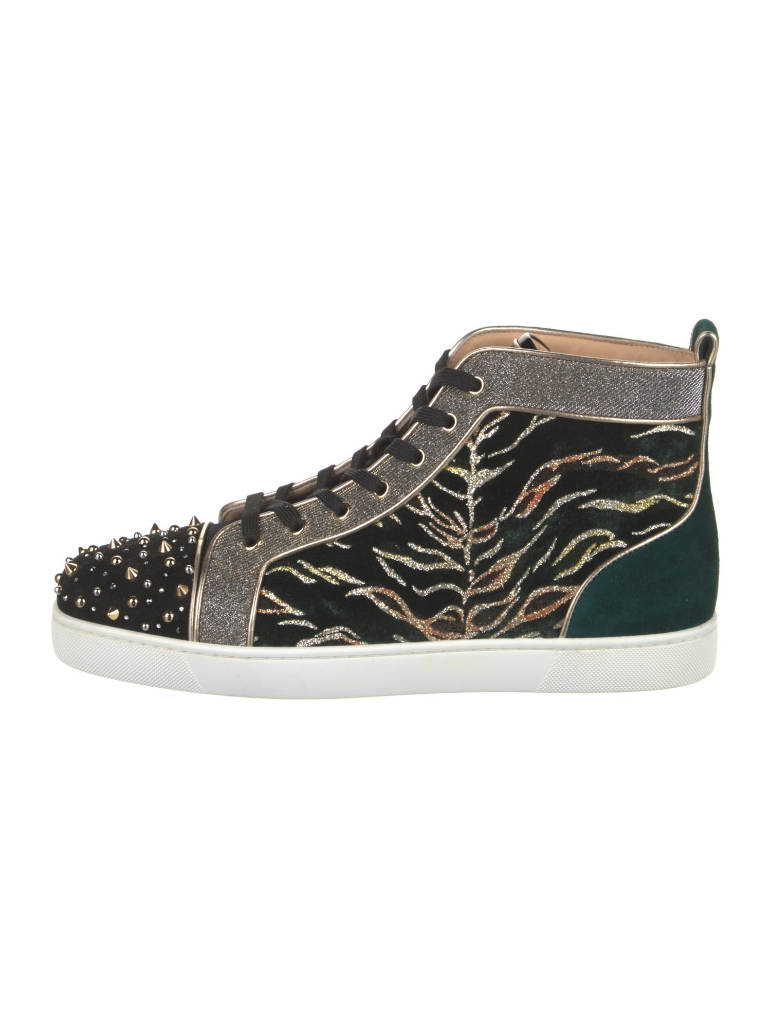 Christian Louboutin Rockstud Spike Printed Sneakers - Metallic Sneakers ...