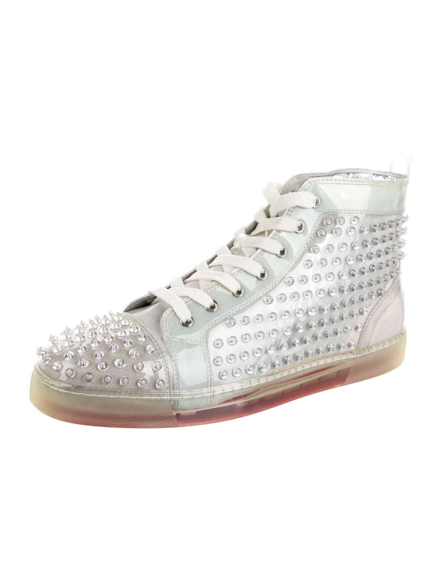 Christian Louboutin Spike Accents Leather Sneakers - White Sneakers ...