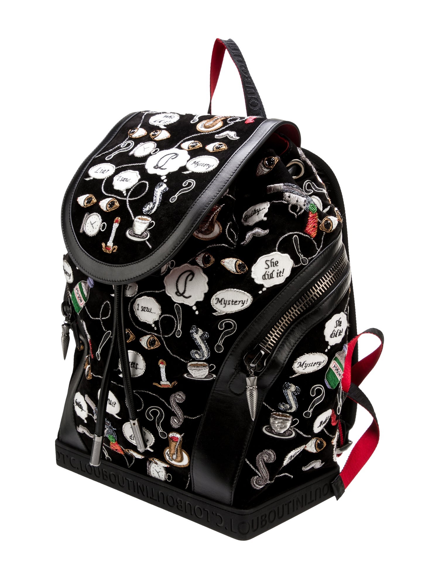 Christian Louboutin Bead Embellished Suede Backpack - Black Backpacks ...