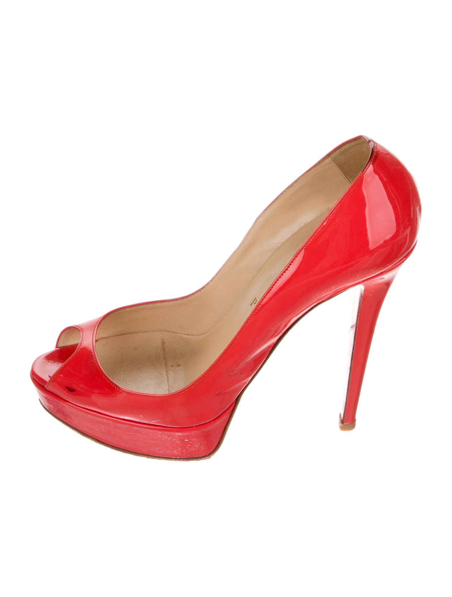 Christian Louboutin Patent Leather Pumps - Orange Pumps, Shoes ...