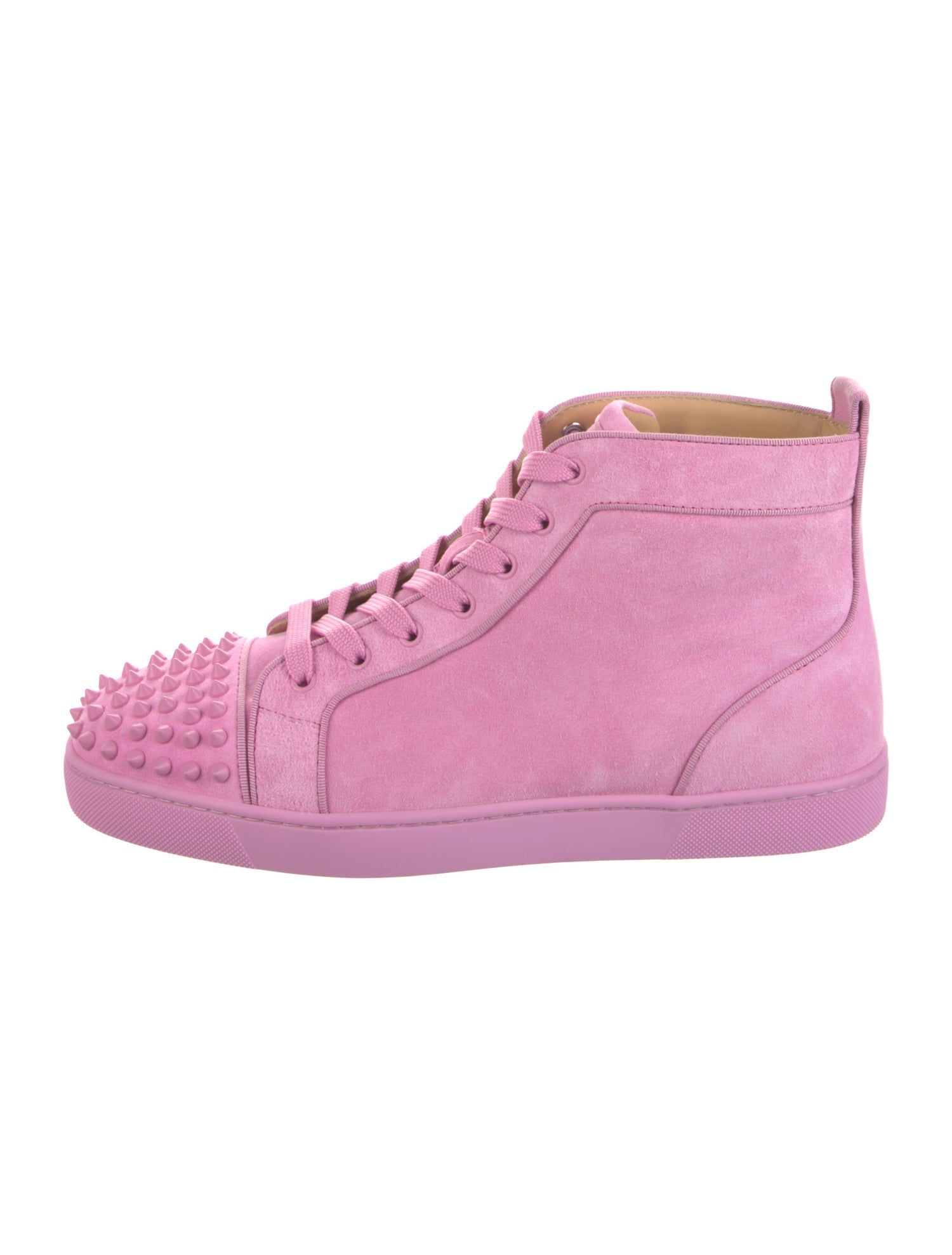 Christian Louboutin Rockstud Spike Suede Sneakers - Pink Sneakers ...