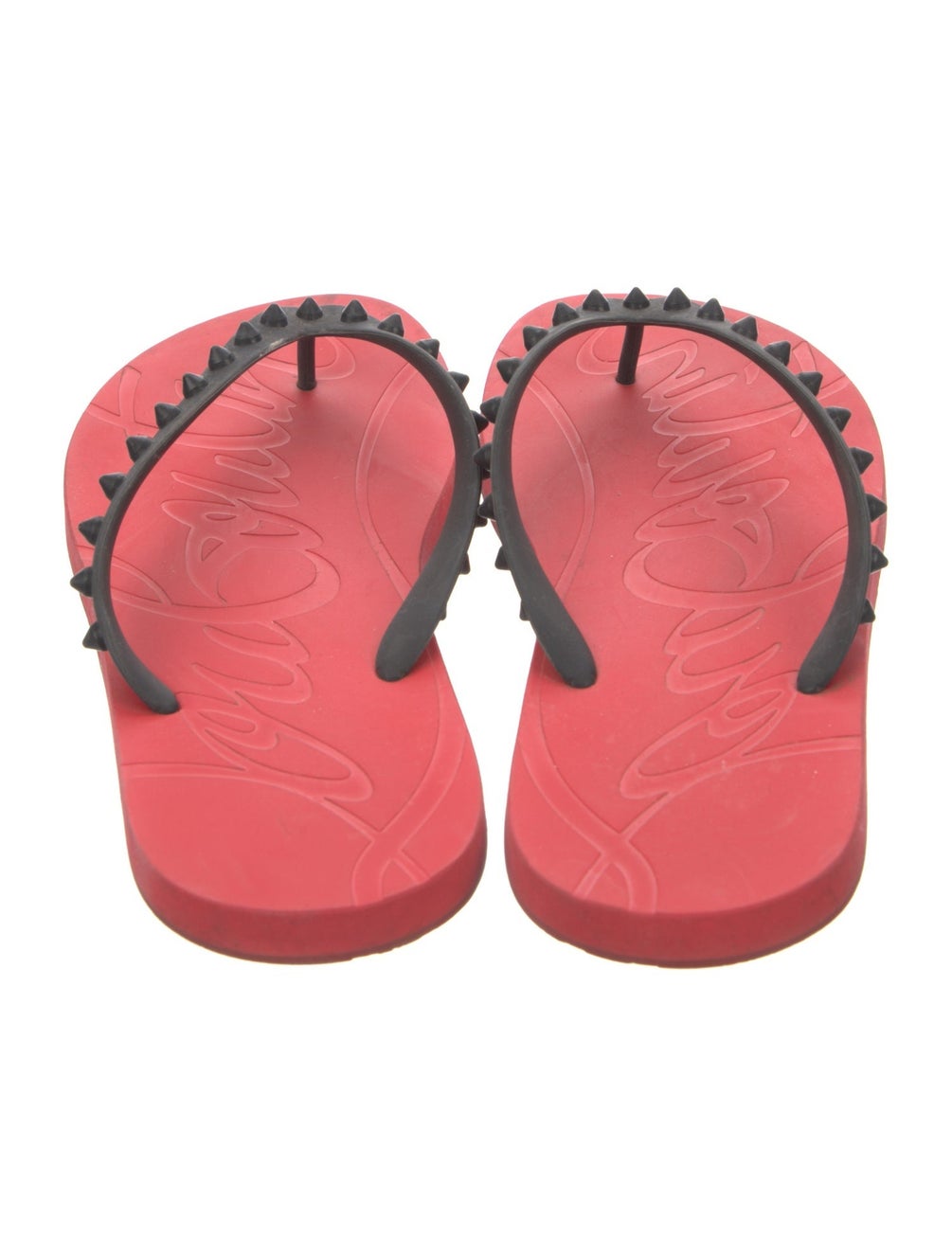 Christian Louboutin Rockstud Spike Rubber Flip Flops - Red Sandals ...